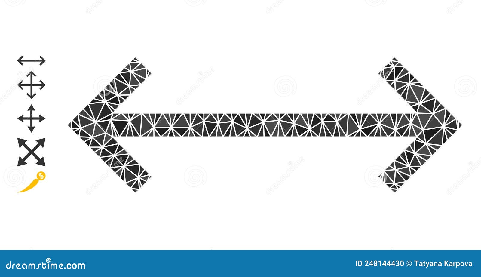 Vector Triangle Filled Stretch Arrows Icon and Additional Icons Stock ...