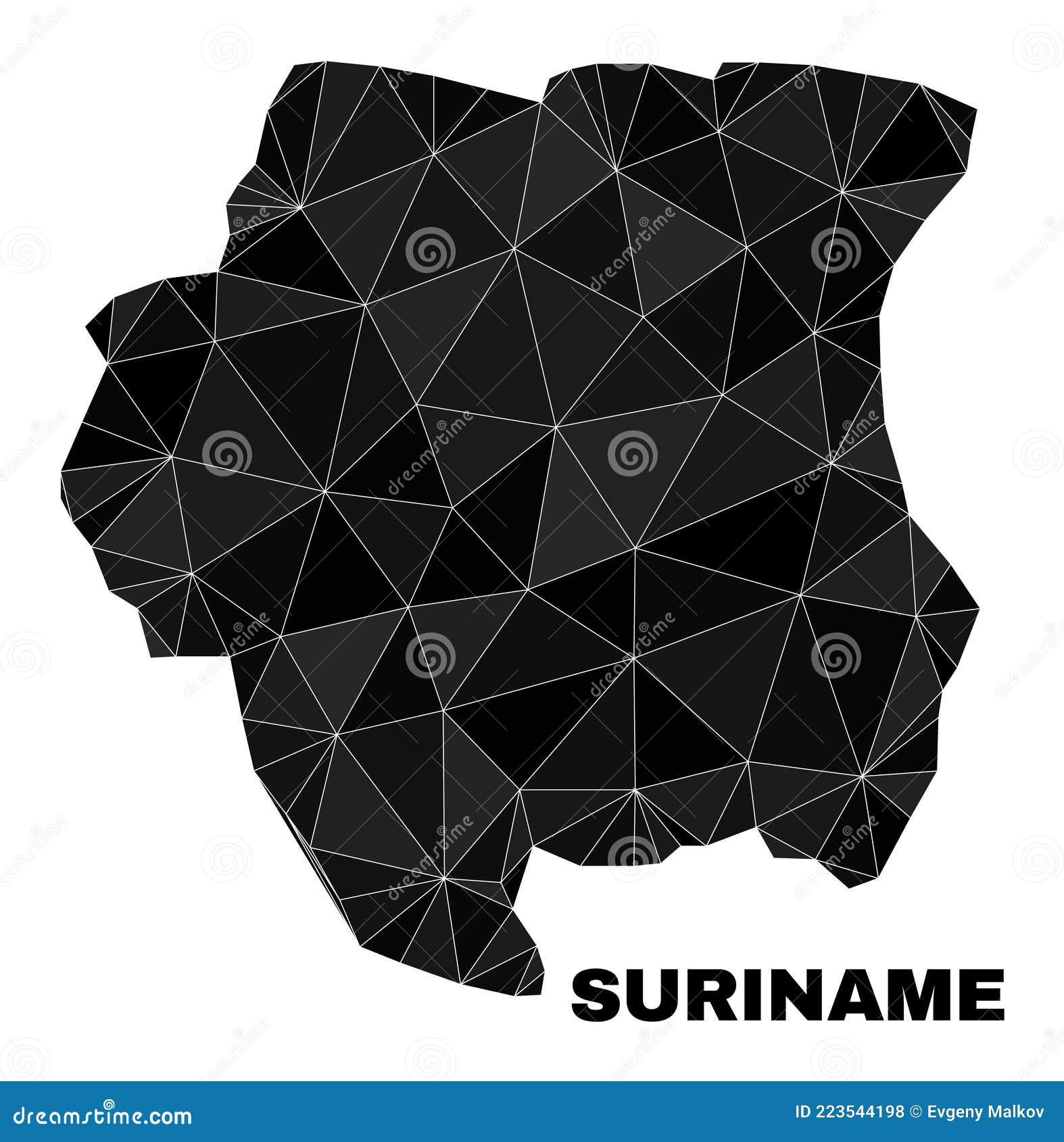 Vector Triangle Filled Suriname Map Stock Vector - Illustration of ...