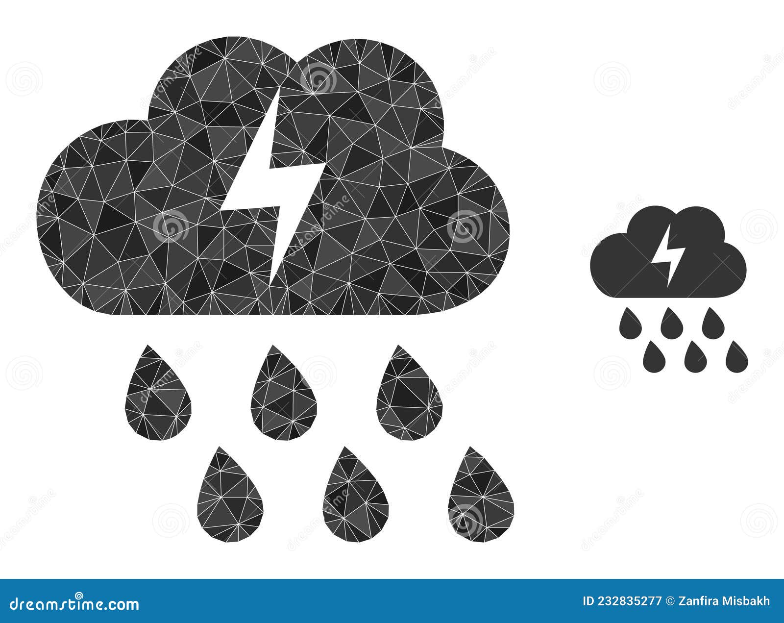 Vector Triangle Filled Thunderstorm Cloud Icon Stock Vector ...