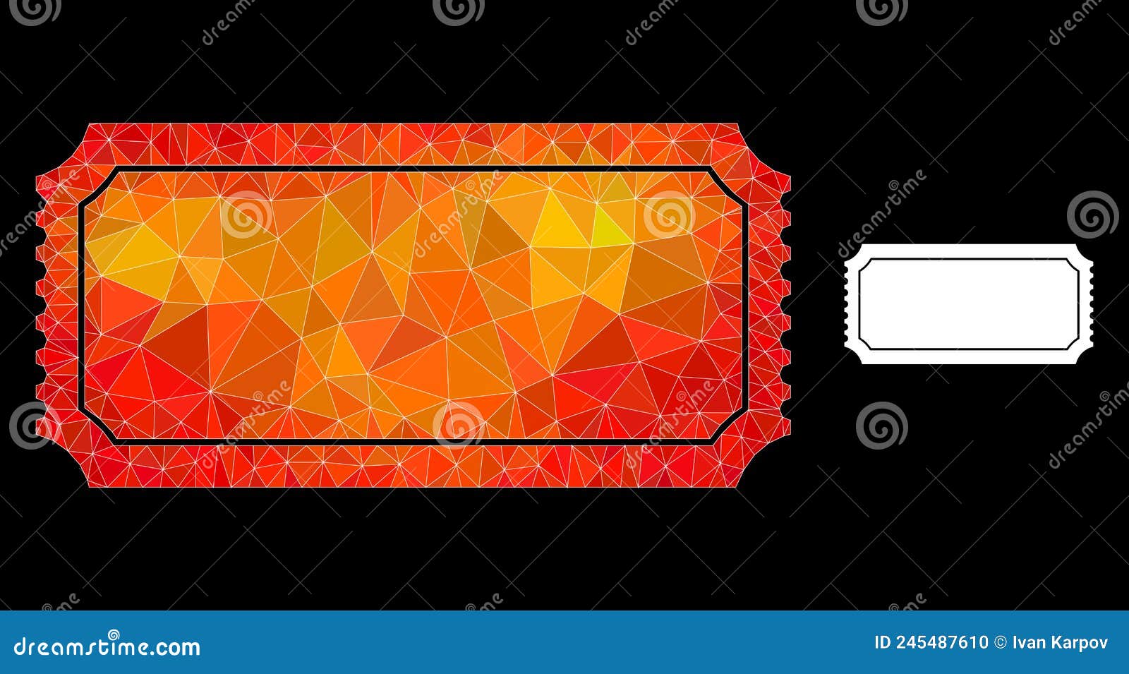 Vector Triangle Filled Ticket Template Icon with Orange Colored ...