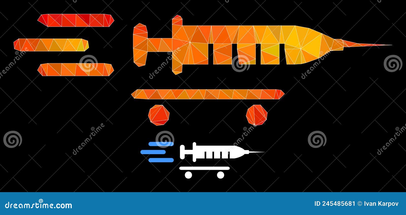 Vector Triangle Filled Vaccine Delivery Icon with Fire Gradient Stock ...