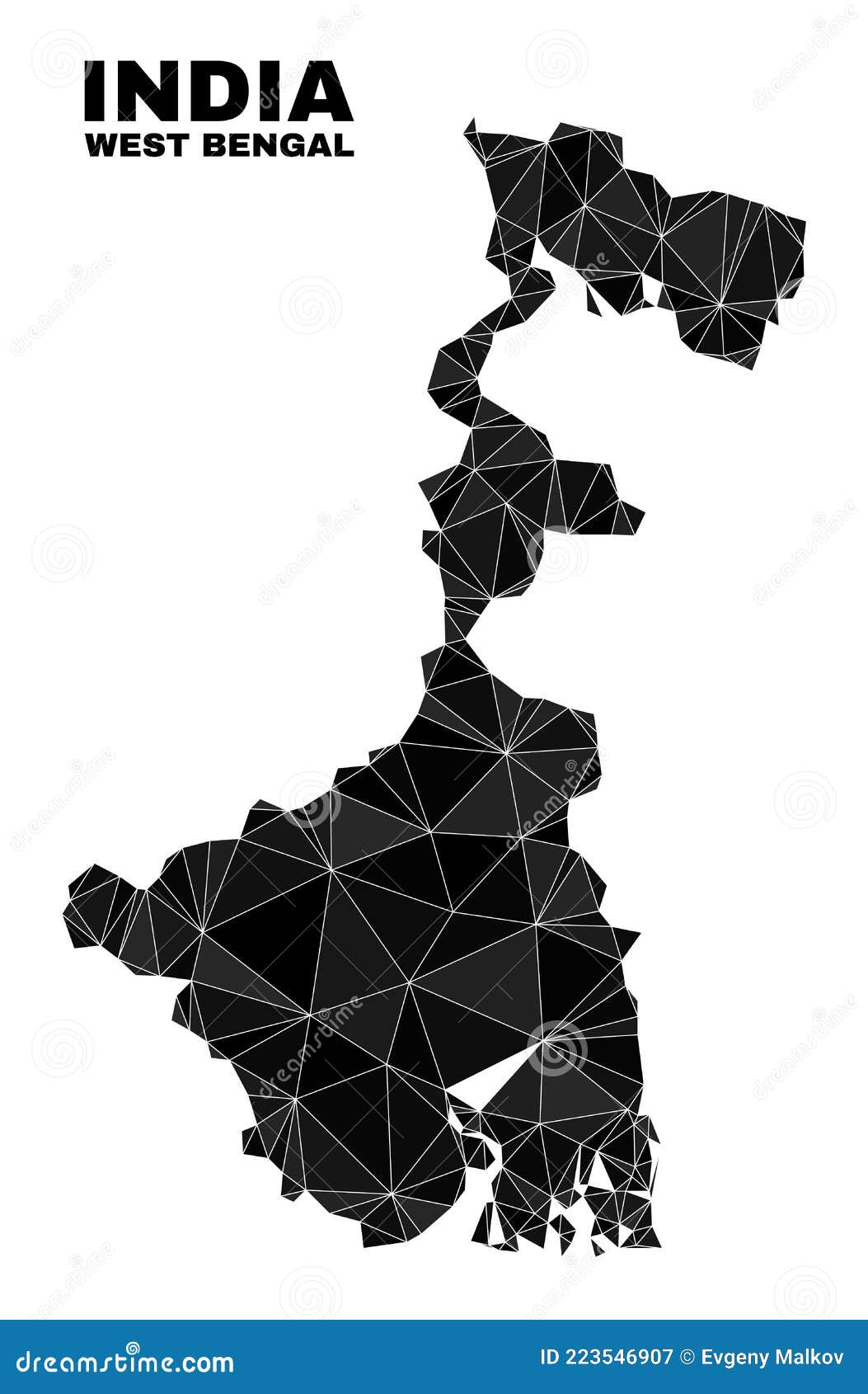 Vector Triangle Filled West Bengal State Map Stock Vector - Illustration of vector, bengal ...