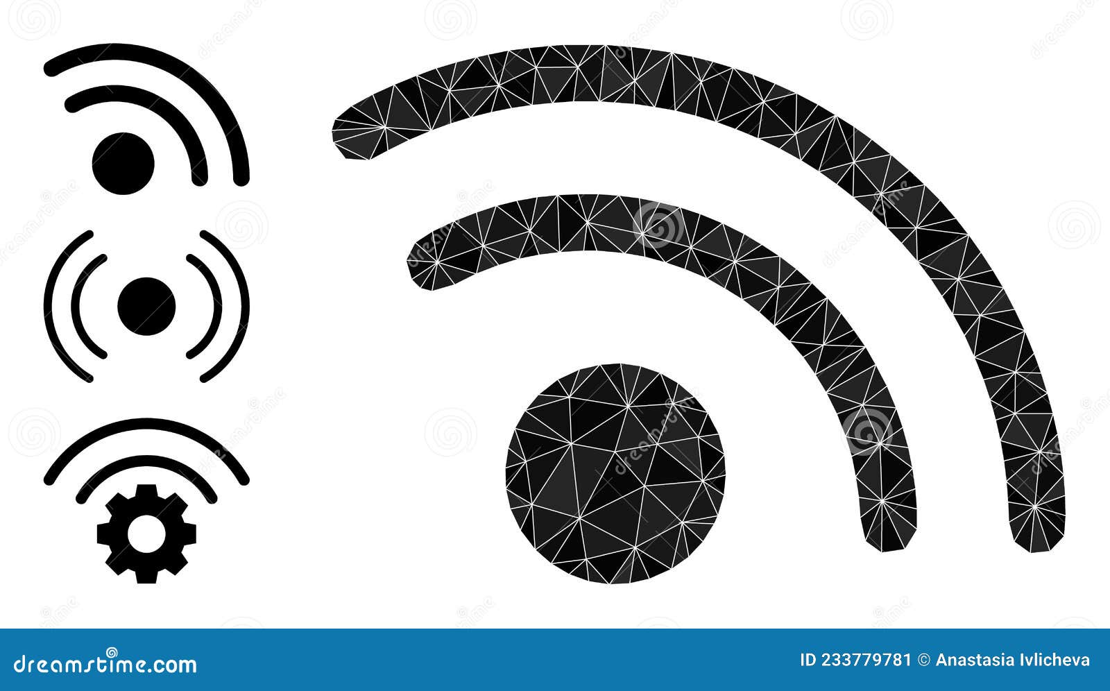 Vector Triangle Filled Wi-Fi Access Point Icon with Similar Icons Stock ...