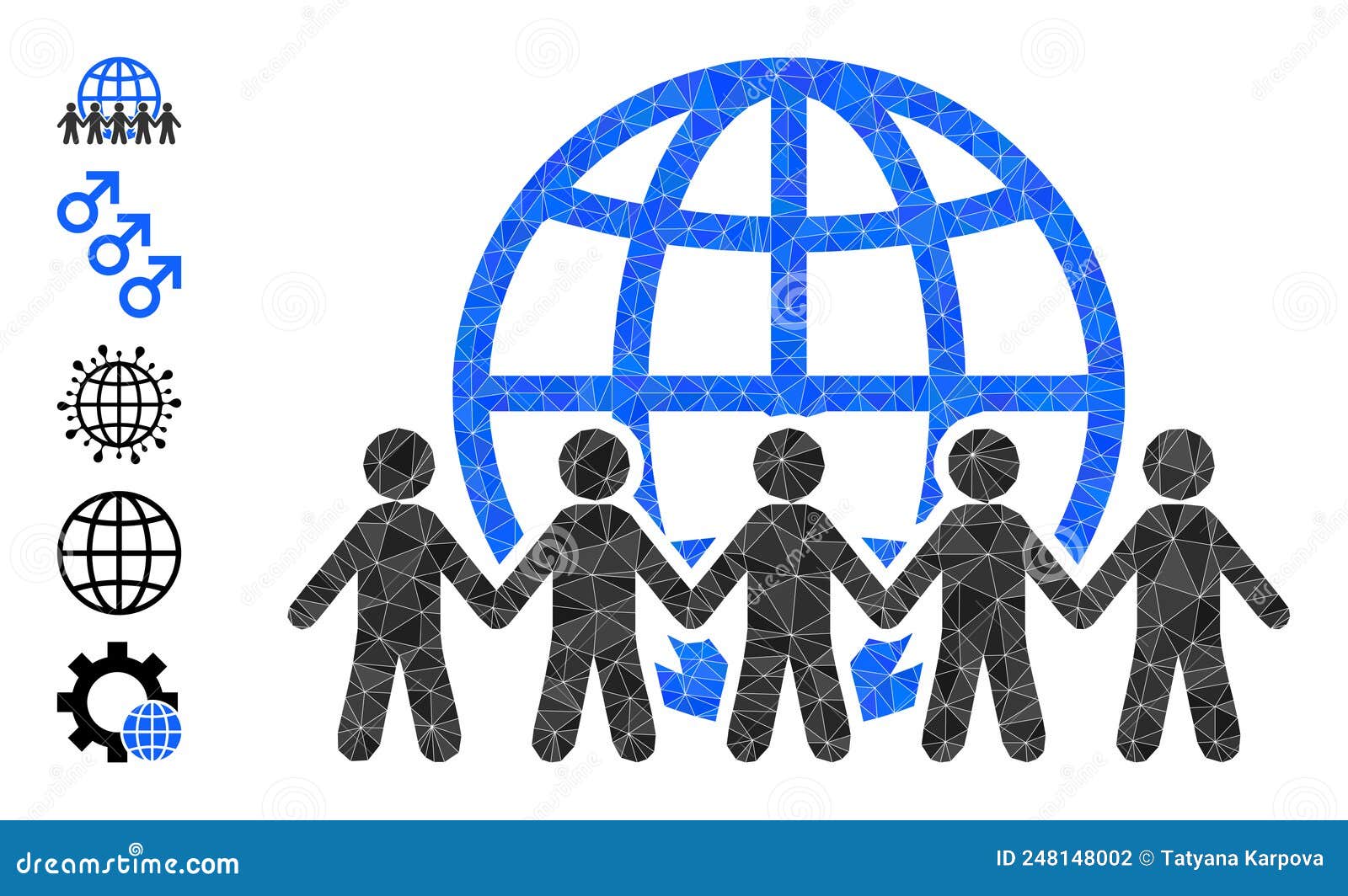 Vector Triangle Filled World People Icon and Additional Icons Stock ...