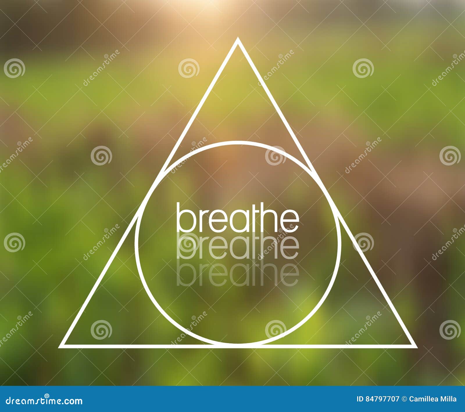 Vector Triangle and Message `Breathe` Illustration on Natural ...