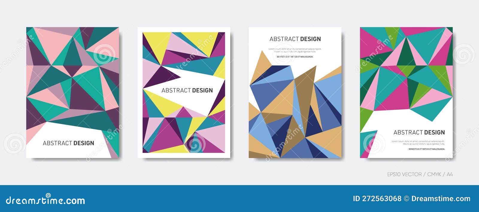 Vector Triangle Mosaic Pattern Brochure Cover Set Stock Vector