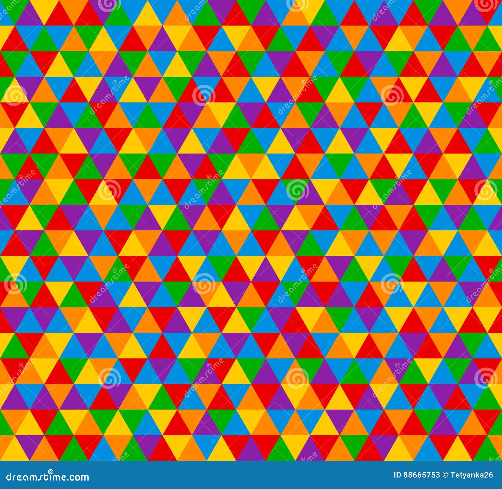 Vector Triangle Seamless Pattern, Background in Bright Colors Stock ...