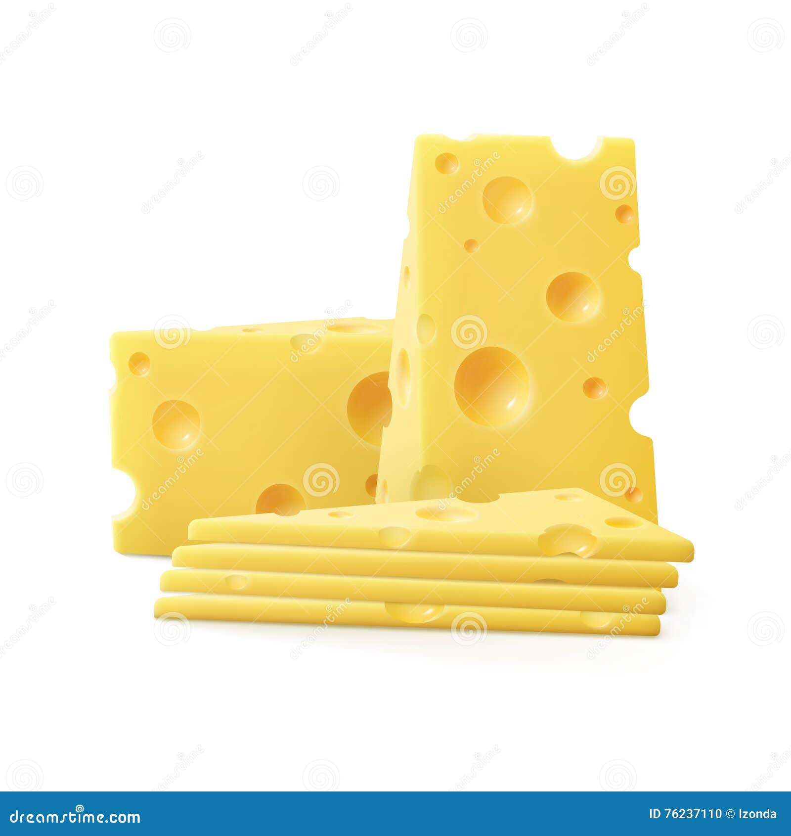 Triangular Sliced Pieces Of Cheddar Cheese Isolated On White Background ...