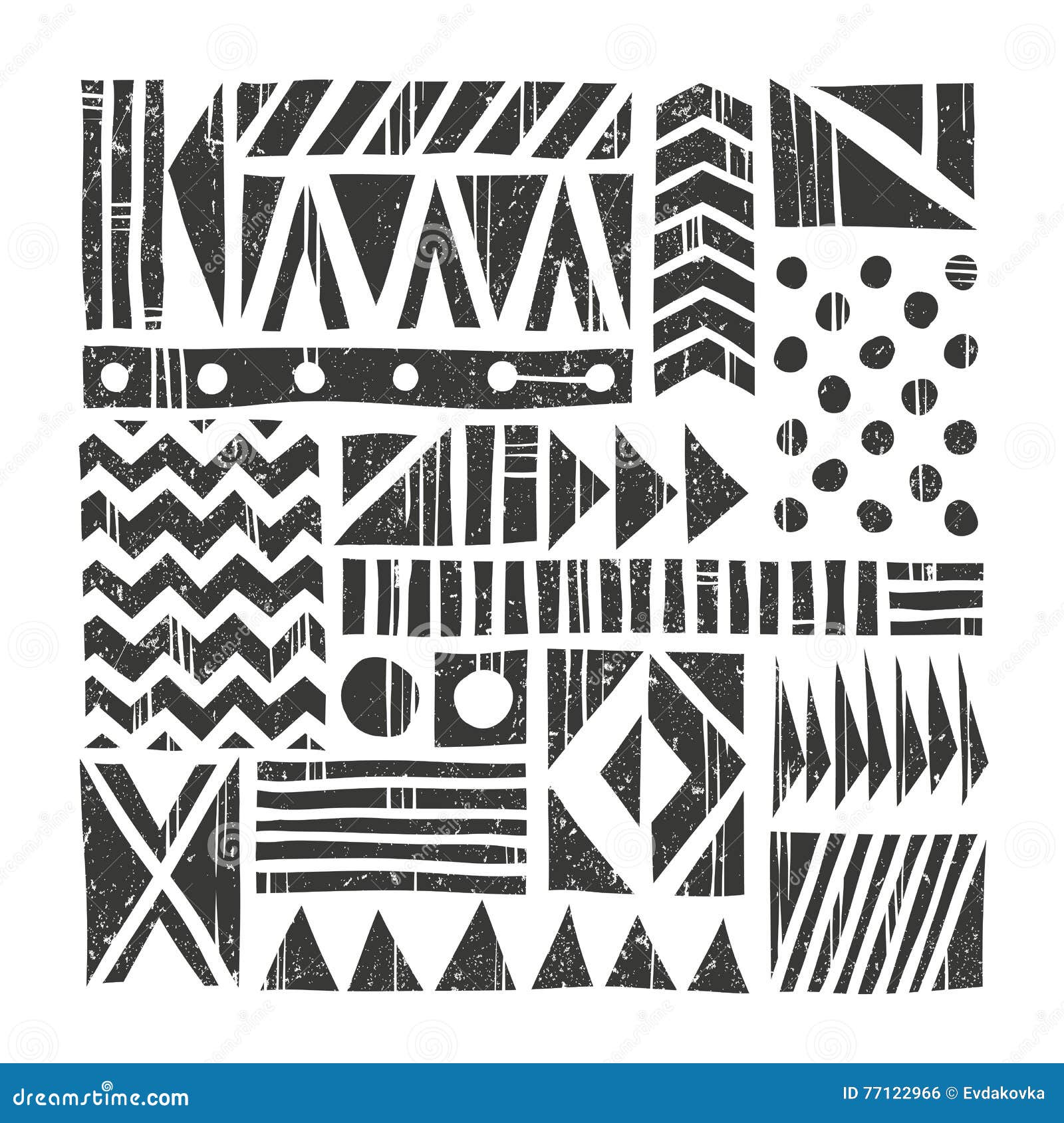 Vector Tribal Background. Abstract Pattern with Primitive Shapes. Hand ...