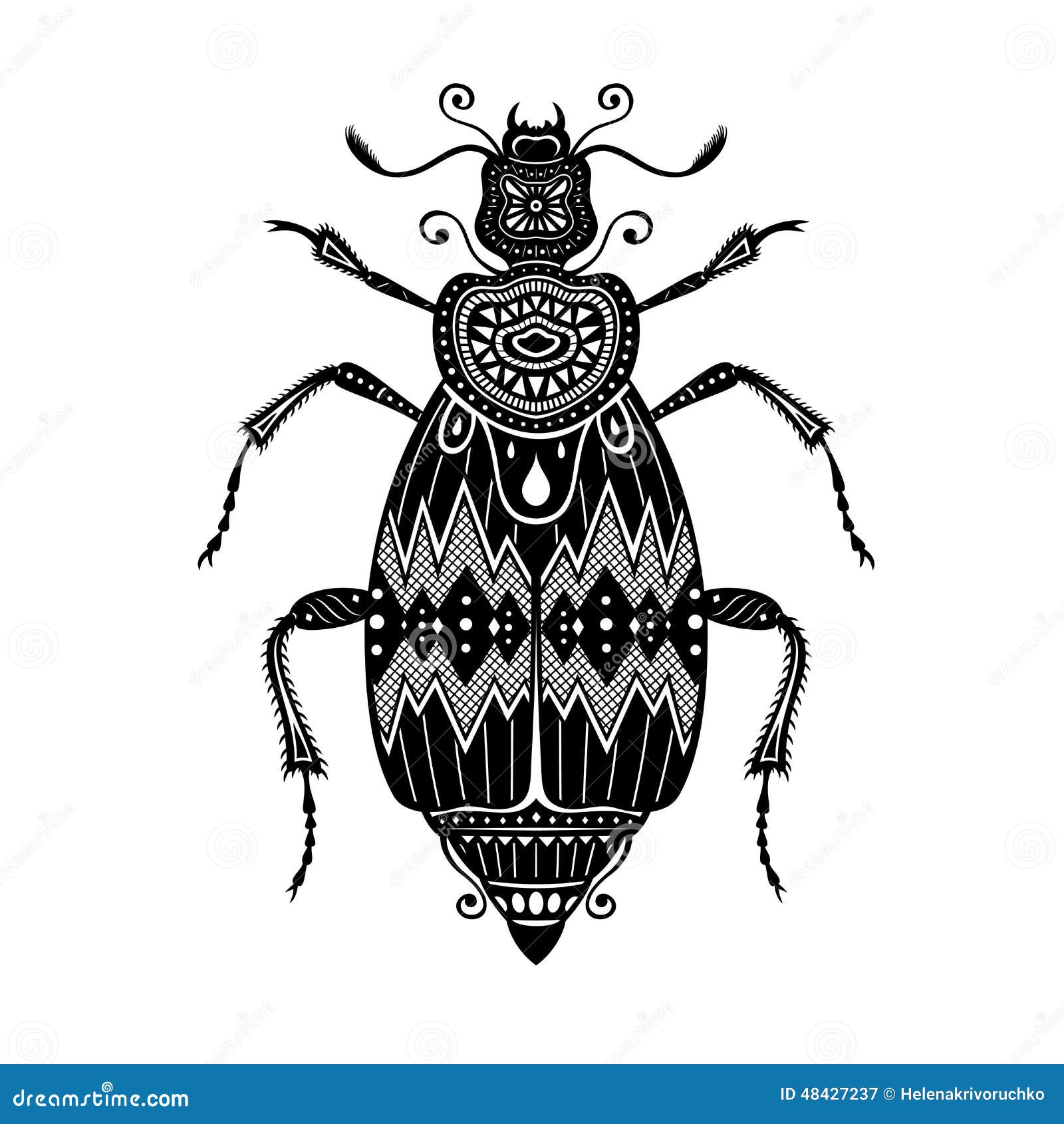 Vector Tribal Decorative Beetle Stock Vector - Illustration of insect ...