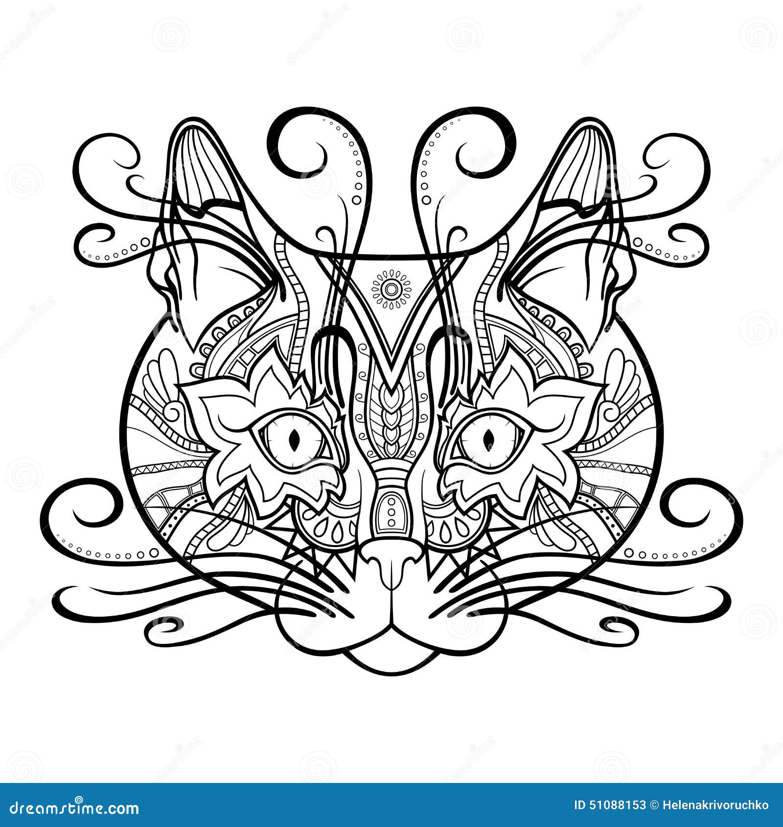 Vector Tribal Decorative Cat Stock Vector - Illustration of ethnic ...