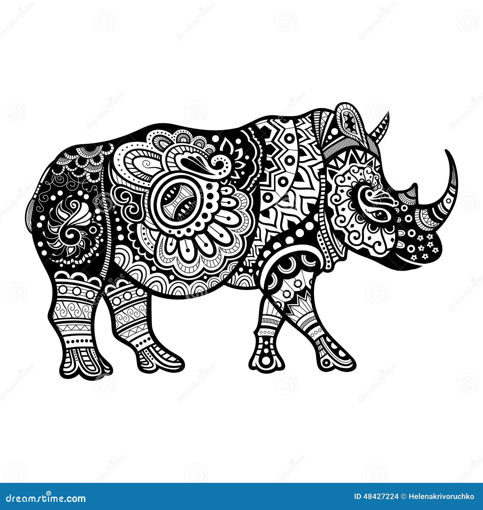Vector Tribal Decorative Rhinoceros Stock Vector - Illustration of ...