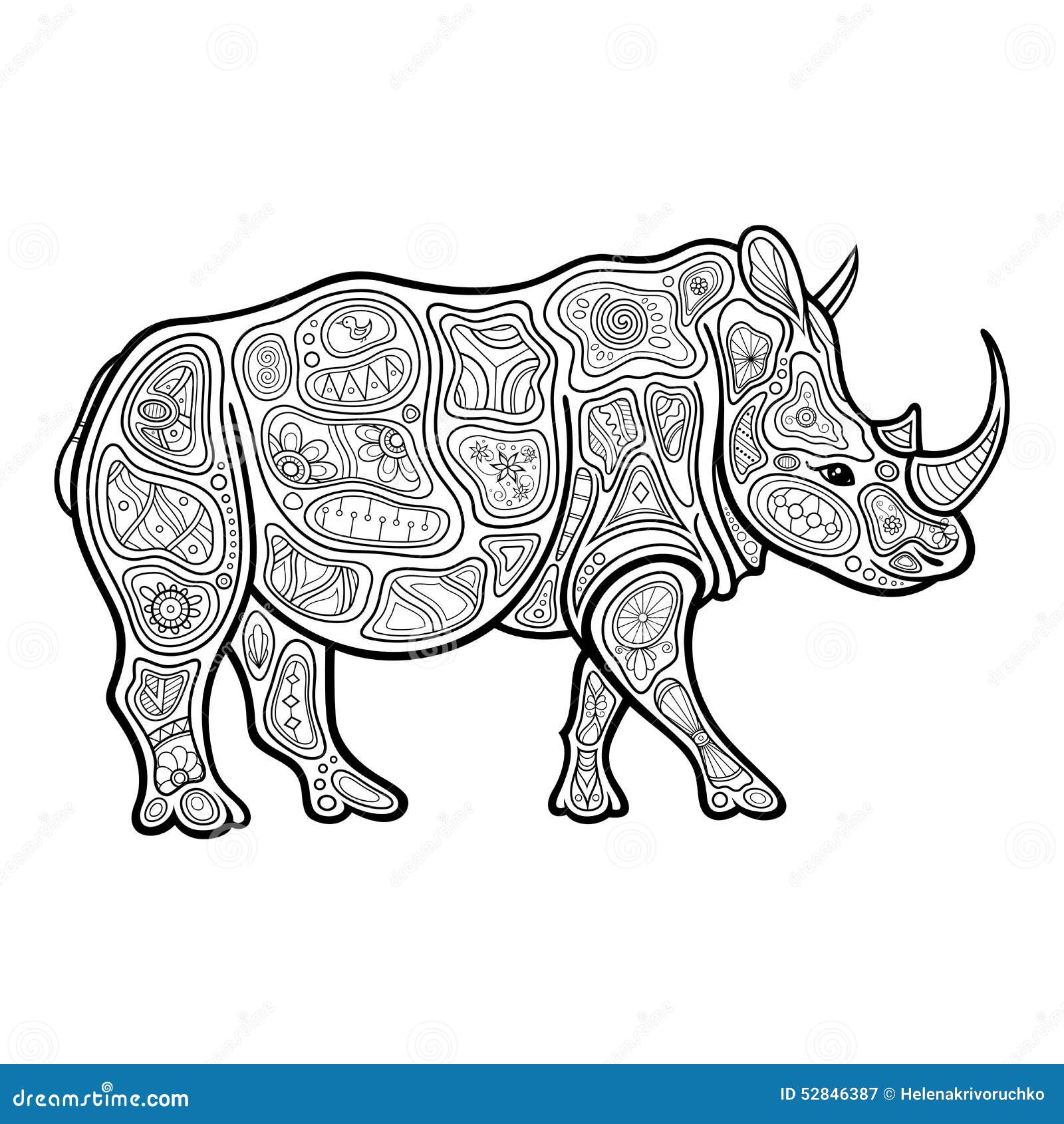 Vector Tribal Decorative Rhinoceros Stock Vector - Illustration of ...