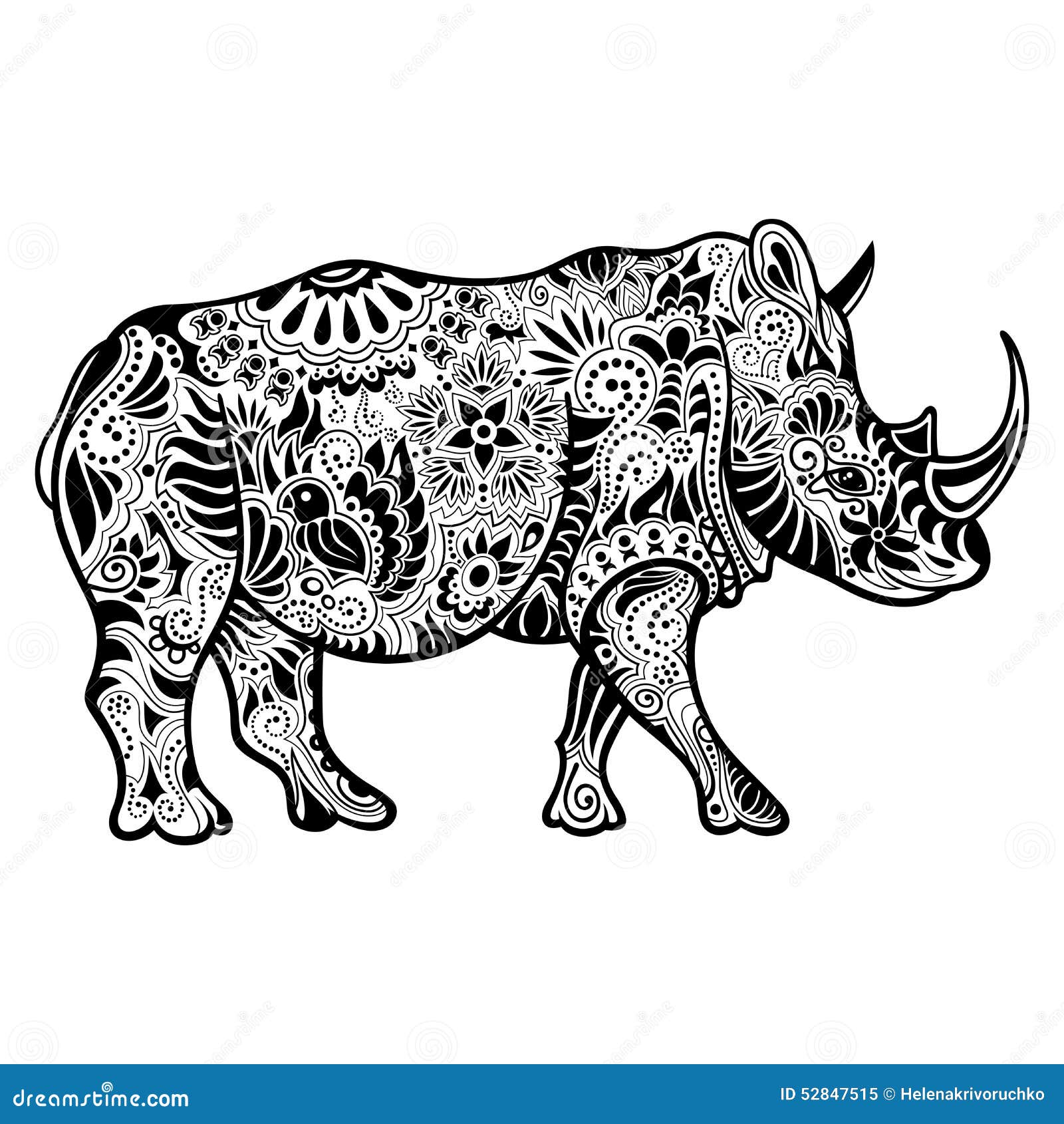 Vector Tribal Decorative Rhinoceros Stock Vector - Illustration of ...