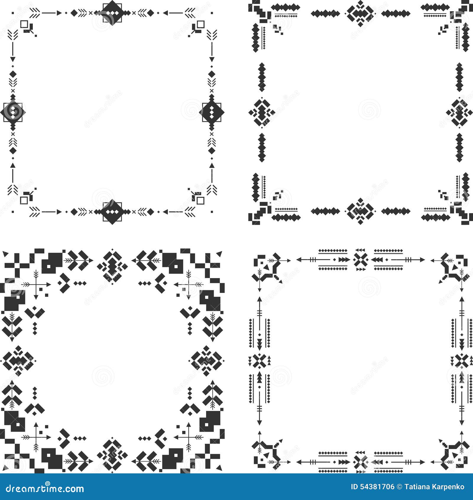 Vector Tribal Frames, Ethnic Border, Aztec Stile Stock Vector ...