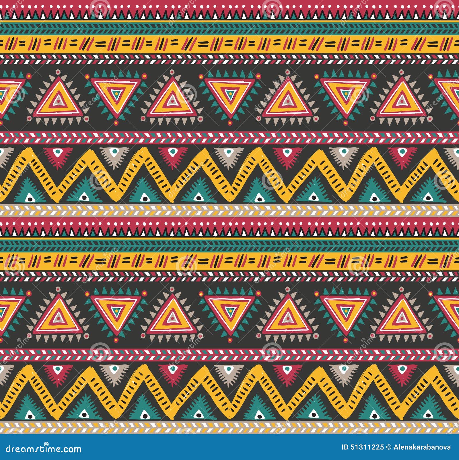 Vector Tribal Seamless Pattern With Bull Skull And Ethnic Feathers ...