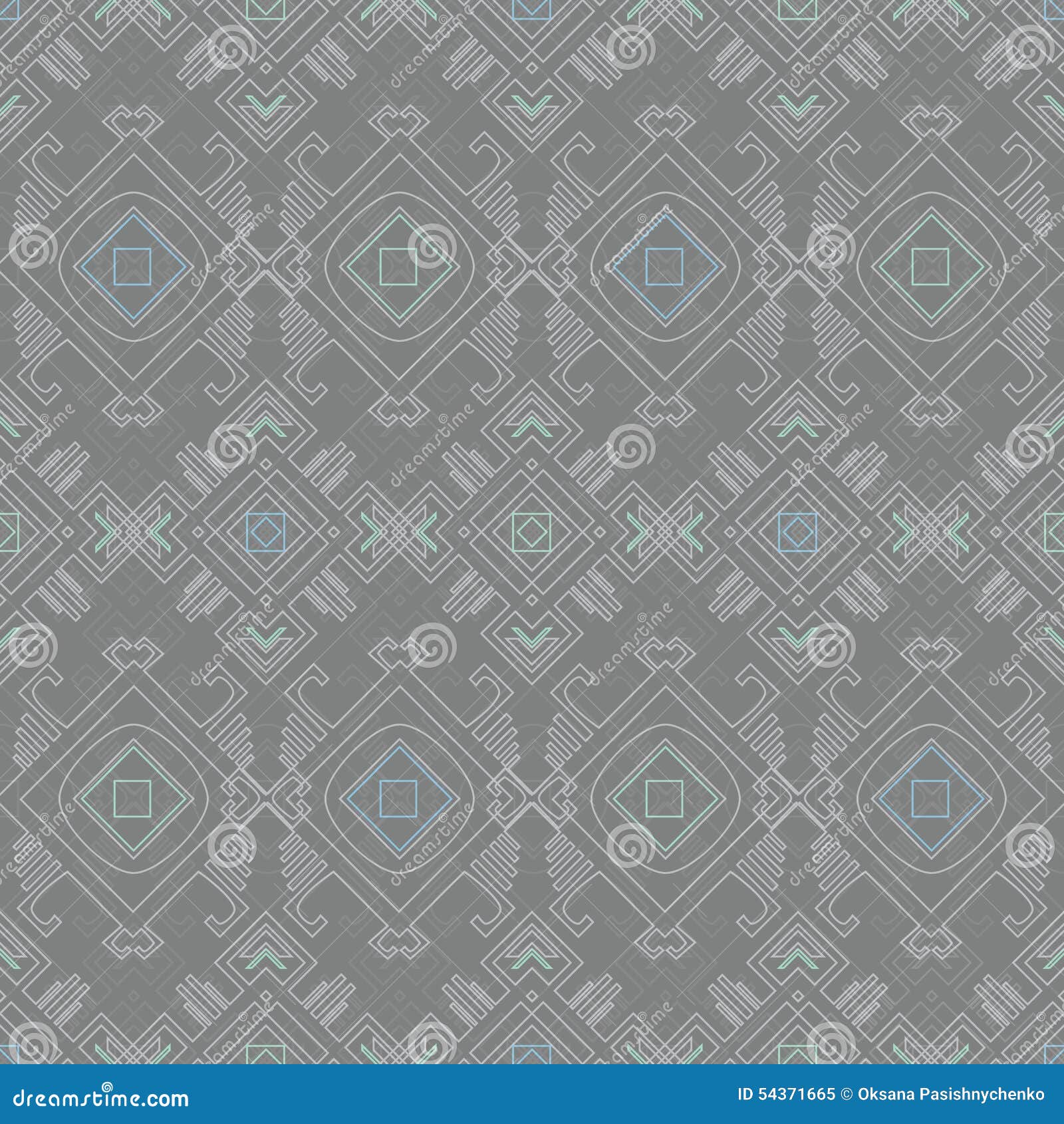 Vector Tribal Wire Grey Blue Seamless Pattern Stock Vector ...