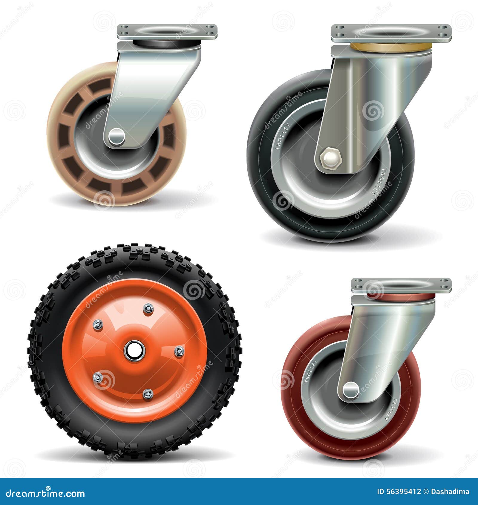 Vector Trolley Wheel stock vector. Illustration of orange - 56395412