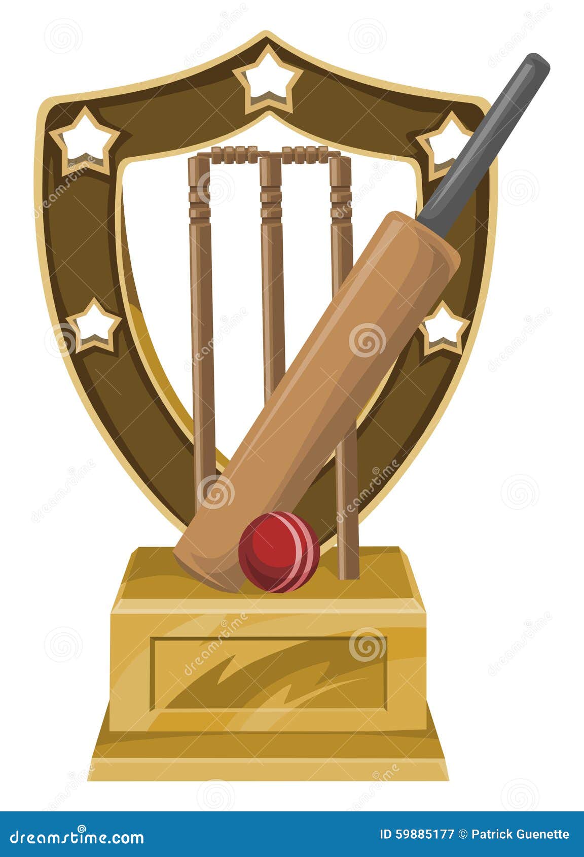 Vector of Trophy with Cricket Bat, Ball and Stump. Stock Vector ...
