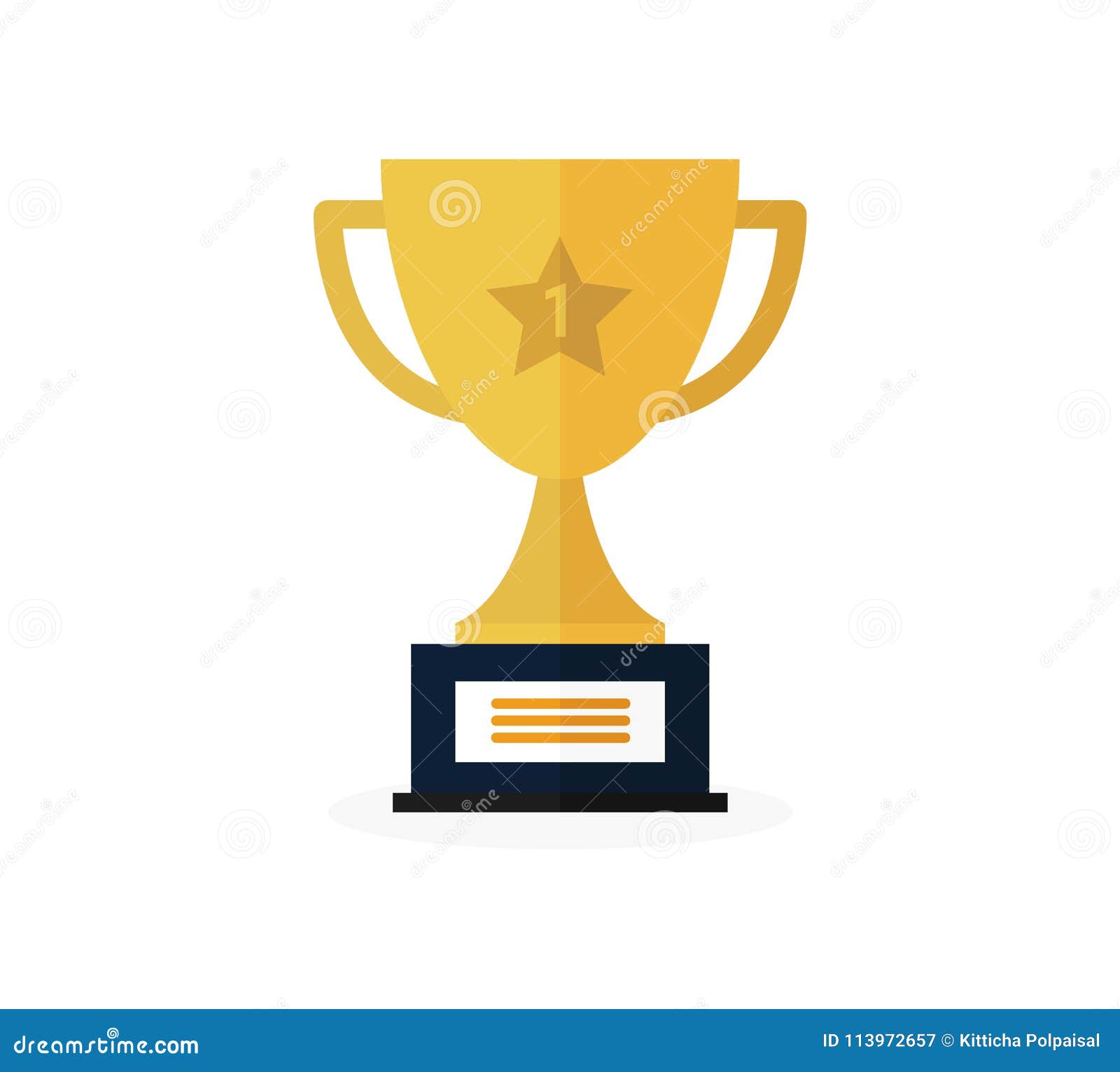 Vector Trophy Cup Flat Icon. Stock Vector - Illustration of pedestal ...