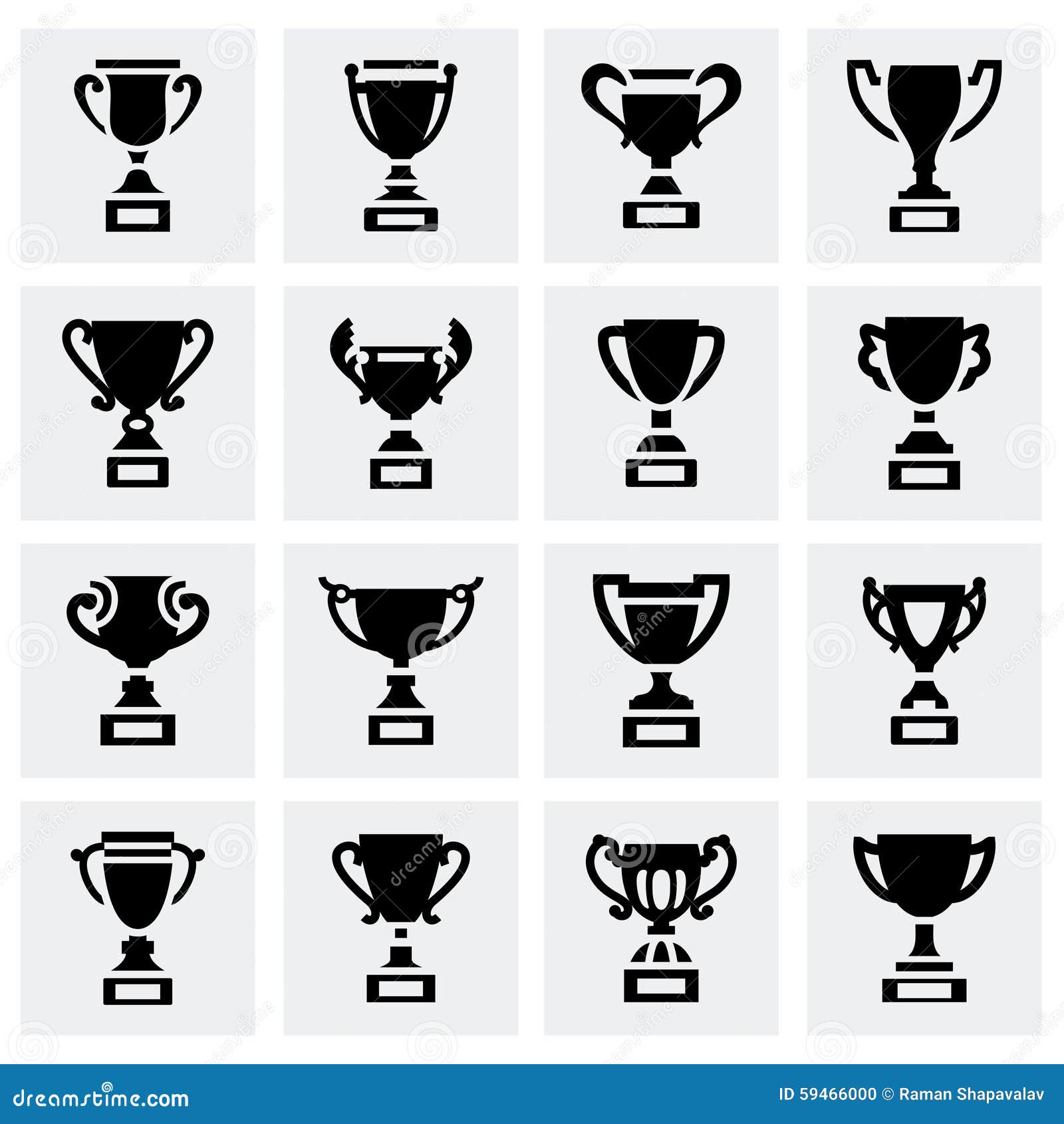 Vector Trophy icon set stock vector. Illustration of success - 59466000