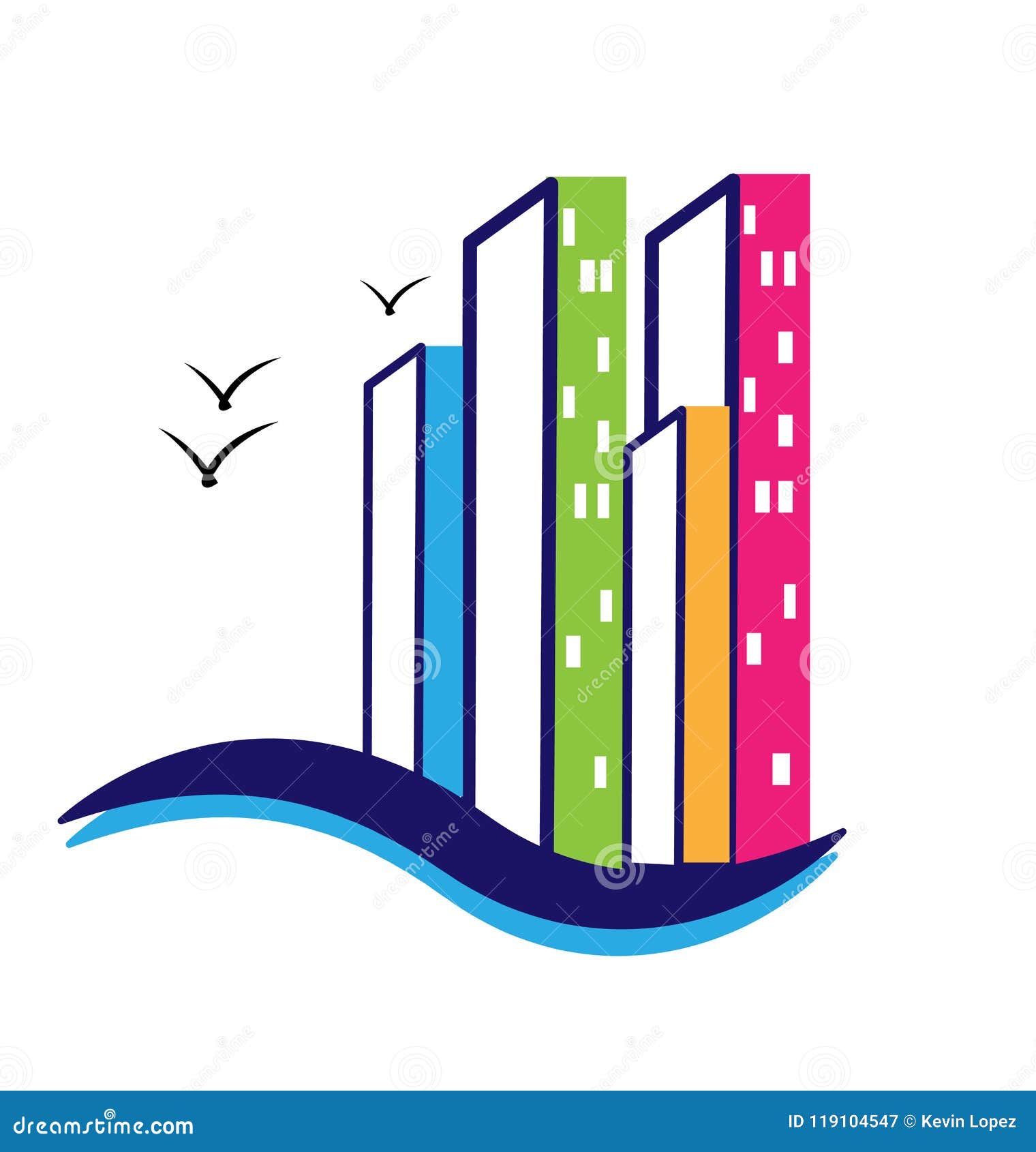 Vector Tropical Del Icono De Los Edificios De La Ciudad Ilustración del ...