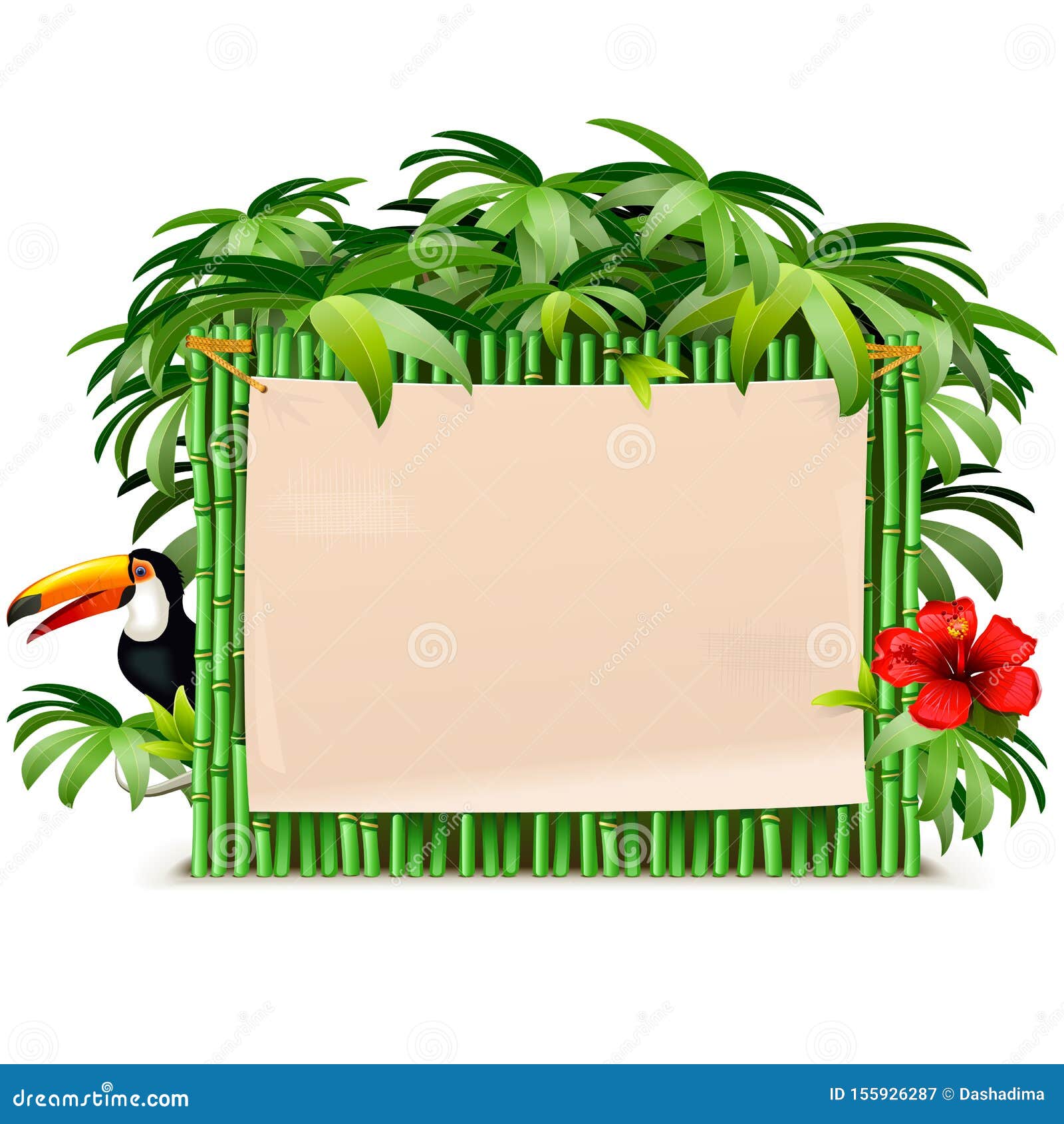 Vector Tropical Green Bamboo Frame Stock Vector - Illustration of ...