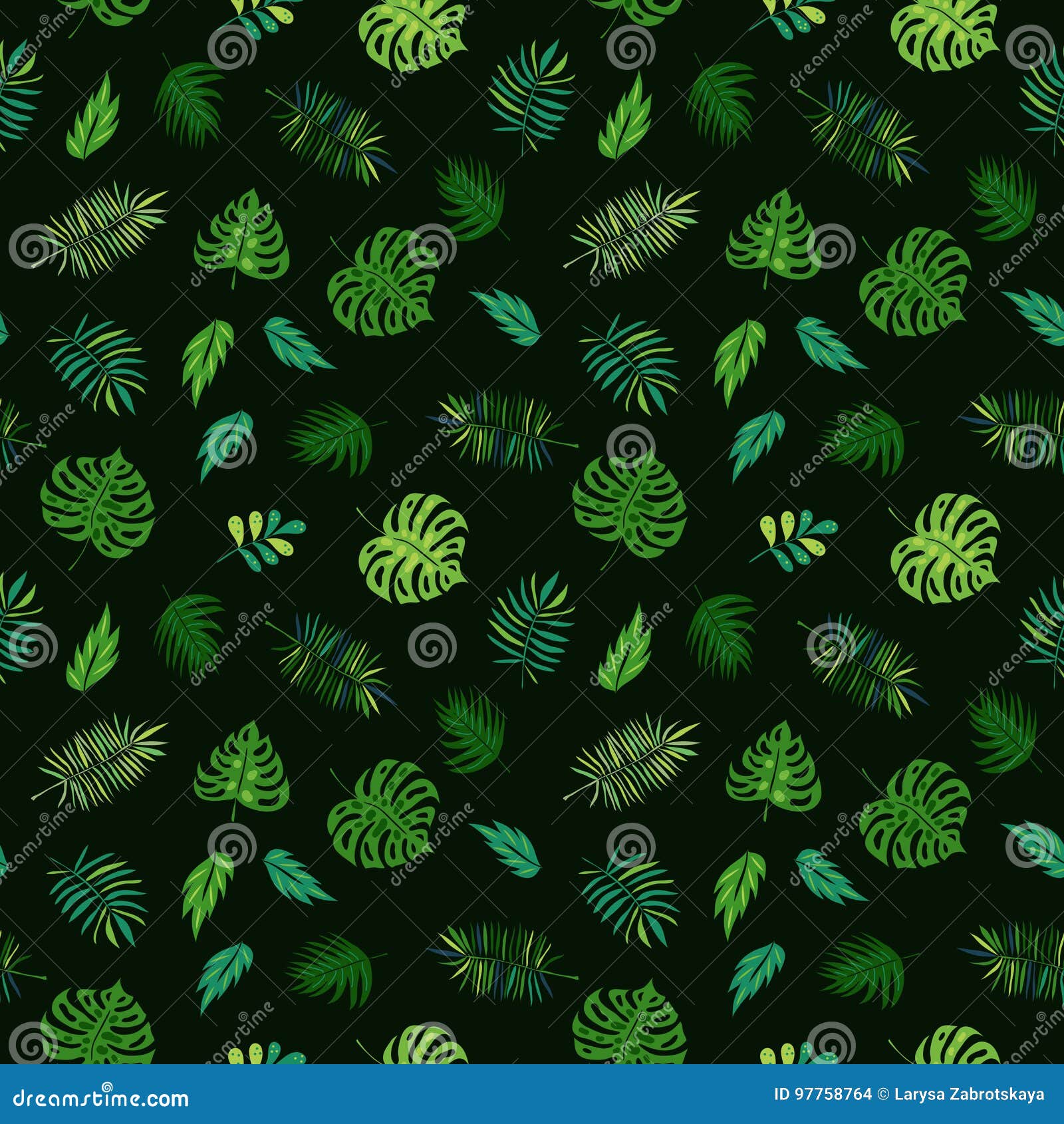 Vector Tropical Jungle Seamless Patterns Stock Vector - Illustration of ...
