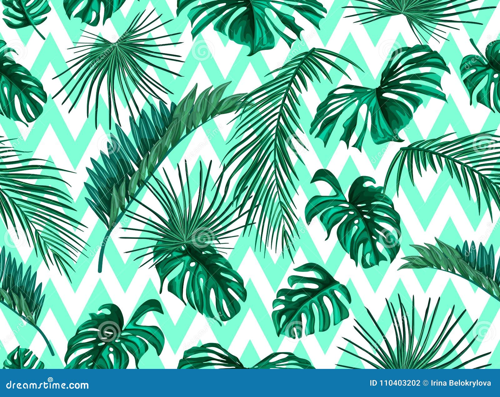Vector Tropical Leaves Summer Seamless Pattern Stock Vector ...