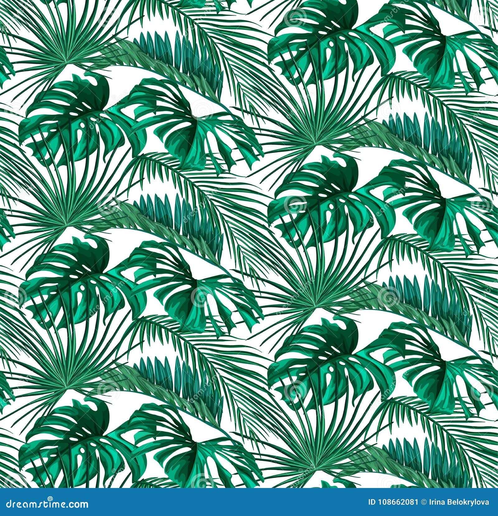Vector Tropical Leaves Summer Seamless Pattern Stock Vector ...