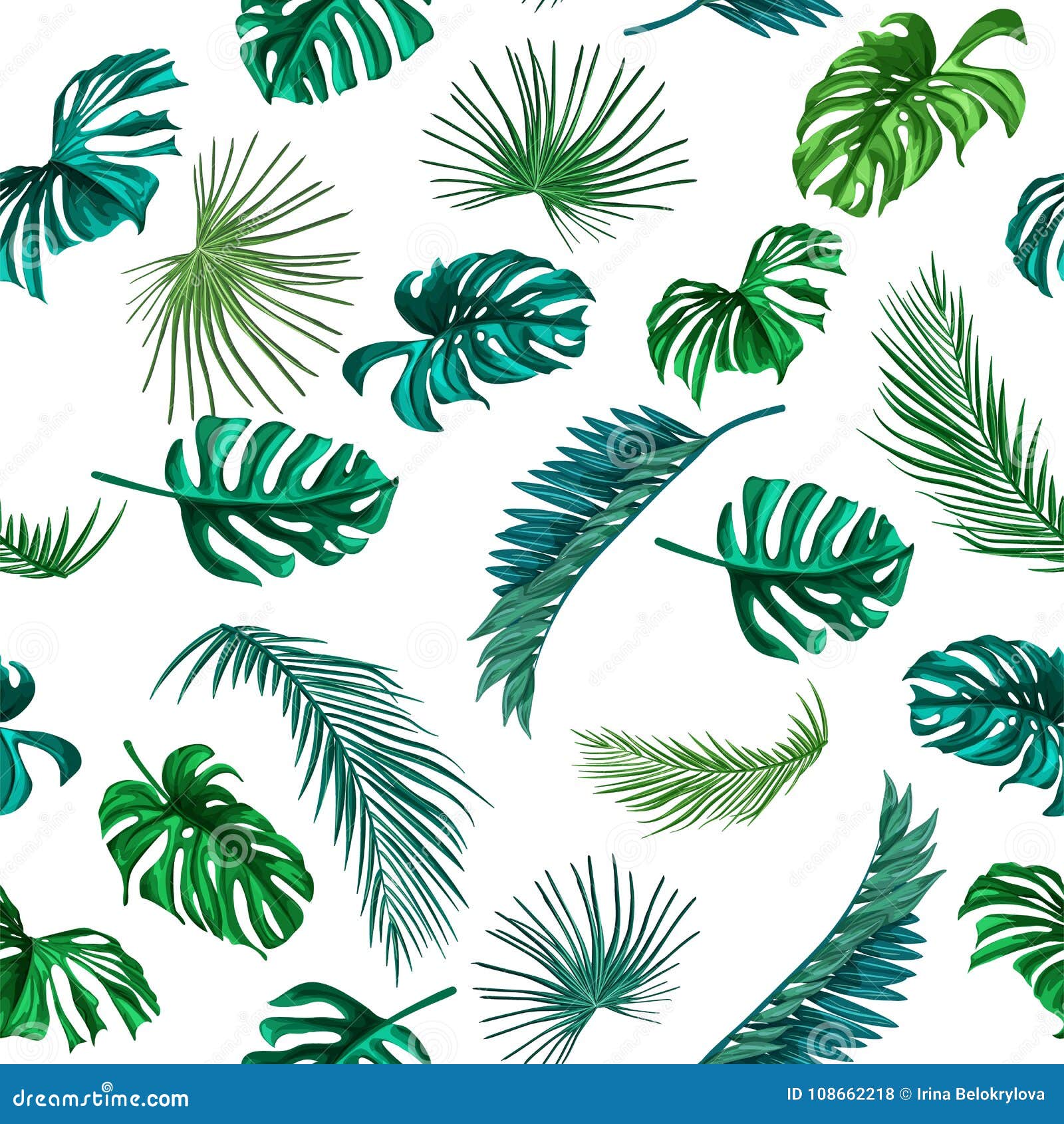 Vector Tropical Leaves Summer Seamless Pattern Stock Vector ...