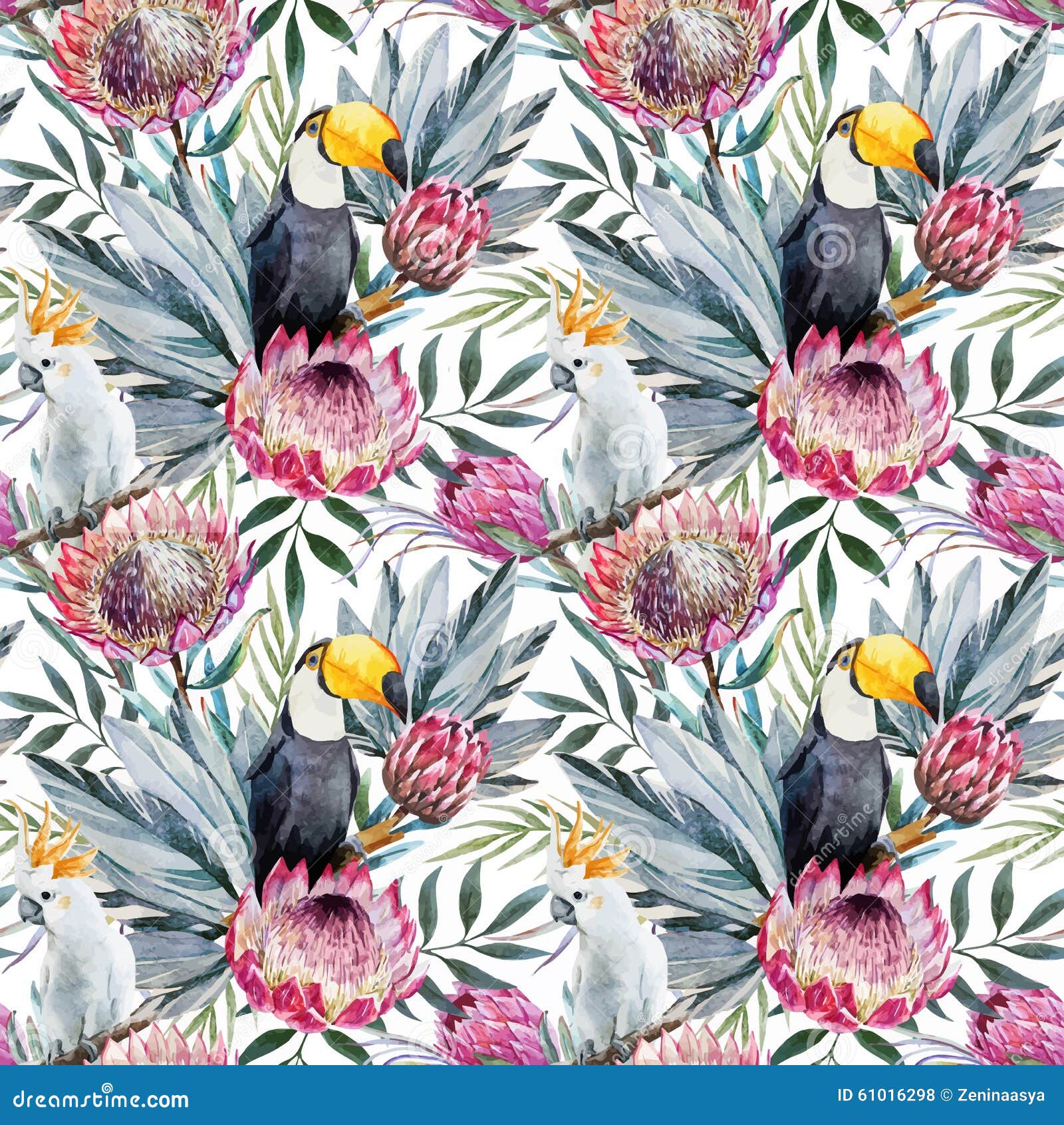 Vector Tropical Protea Pattern Stock Vector - Illustration of beautiful ...