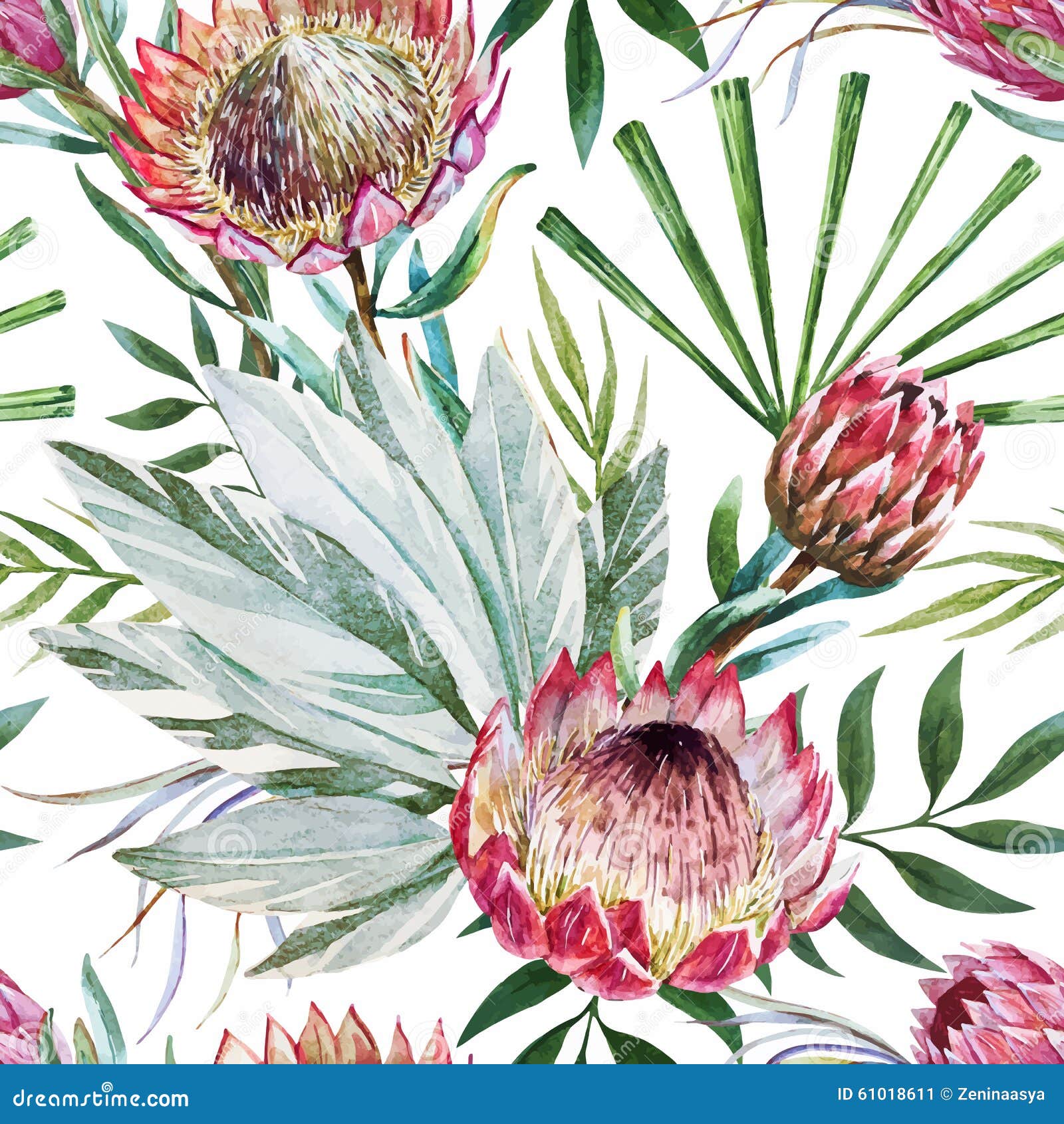 Vector Tropical Protea Pattern Stock Vector - Illustration of exotic ...