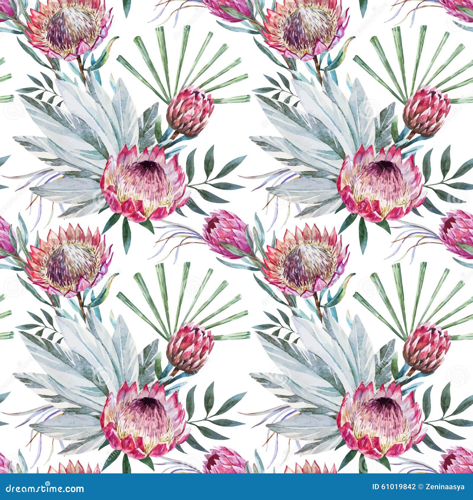 Vector Tropical Protea Pattern Stock Vector - Illustration of palm ...