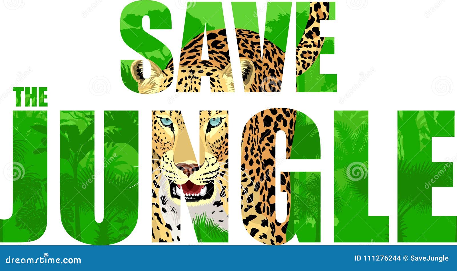 Save The Jungle. Save The Planet. Set Of Vector Illustrations With ...