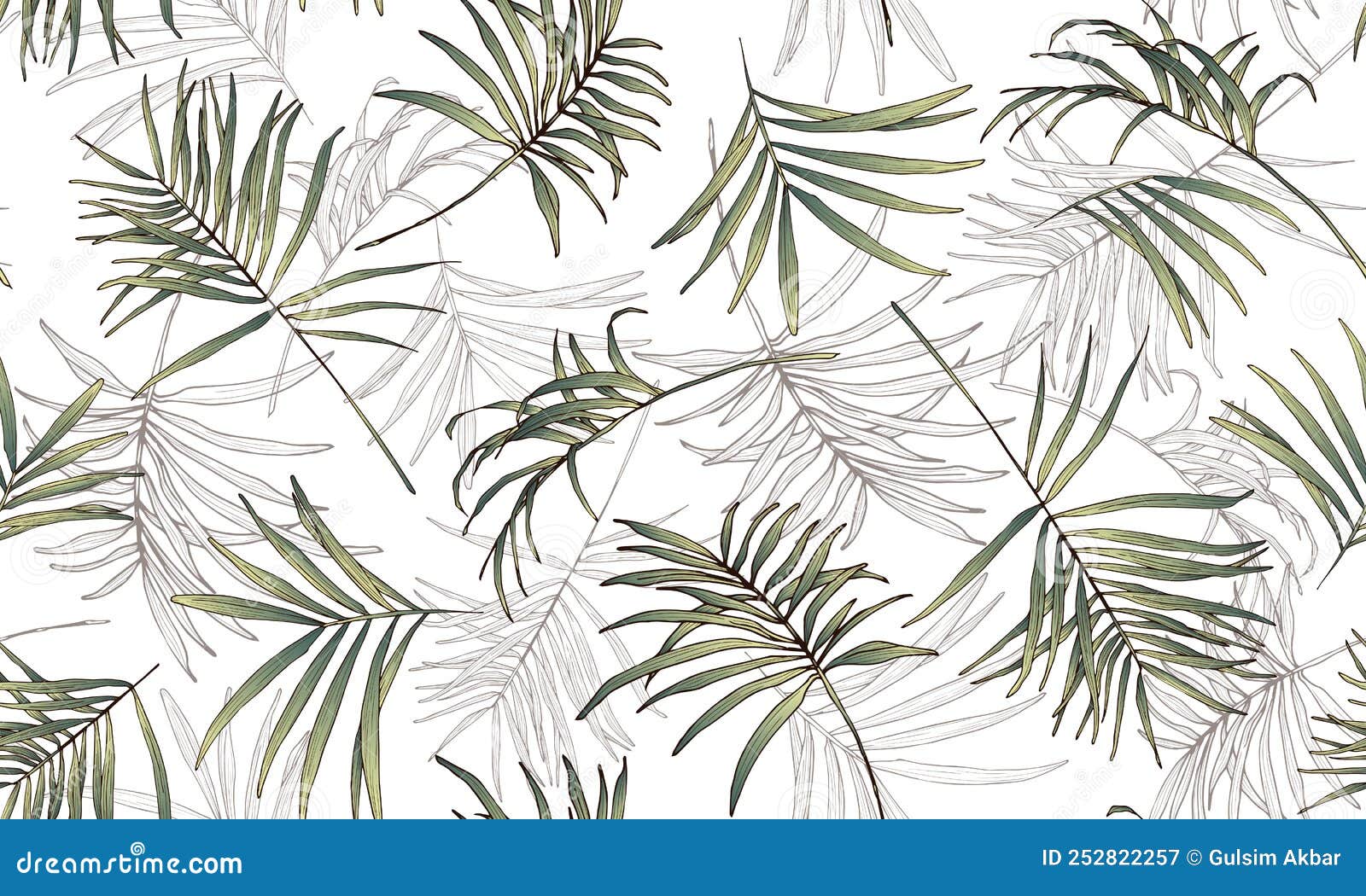 Vector Tropical Seamless Pattern with Palm Leaves. Stock Vector ...