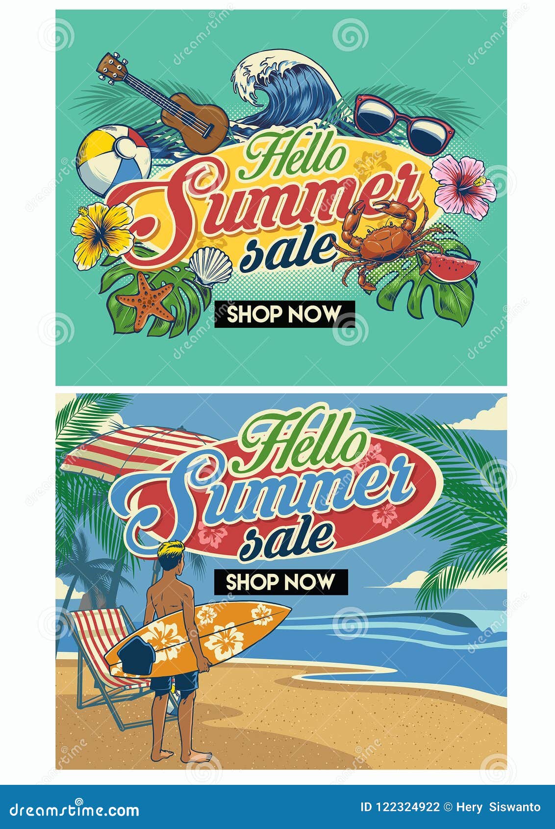 Tropical Summer Beach Flyer Design Set Stock Vector - Illustration of ...