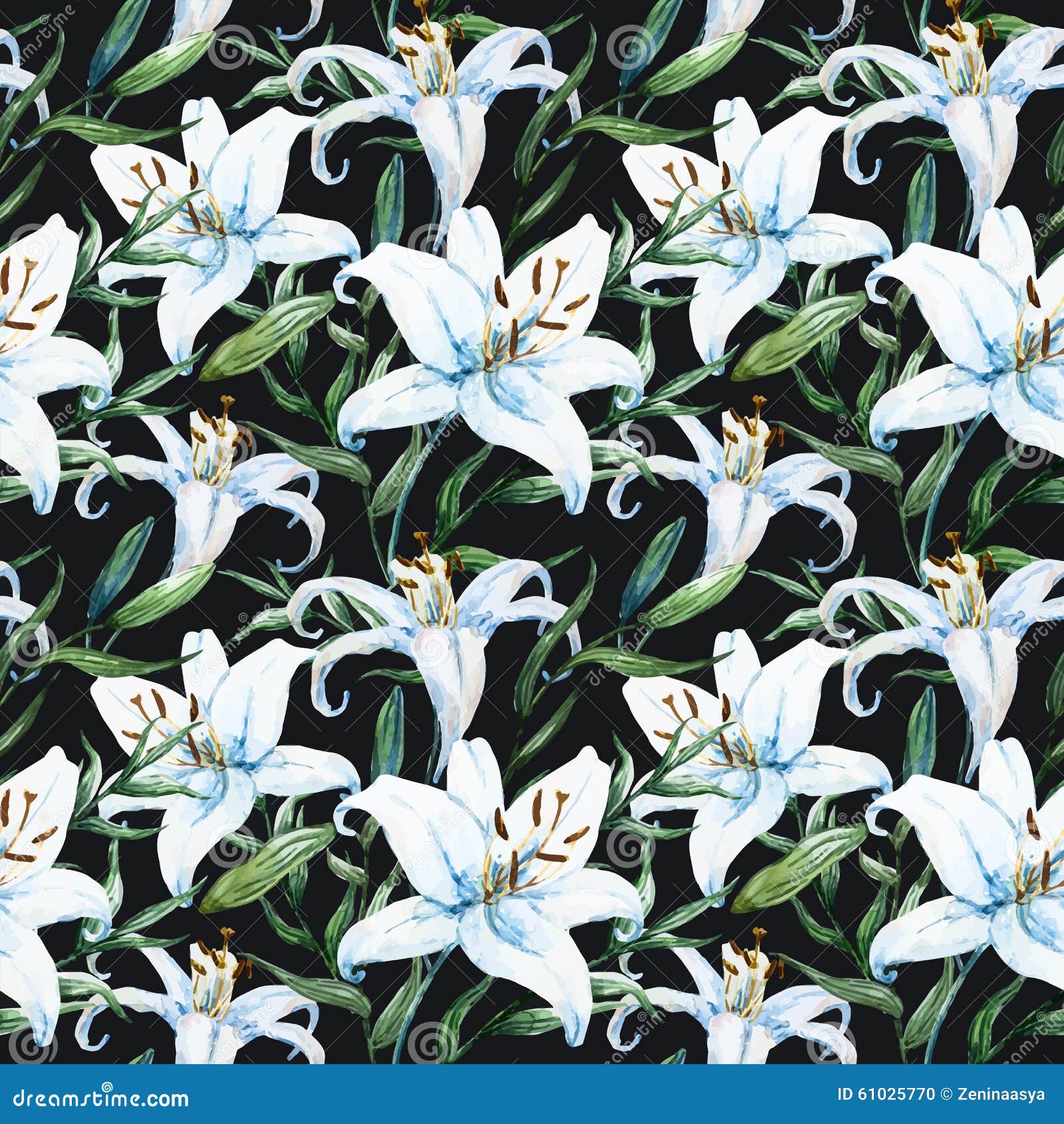 Vector Tropical Watercolor Lilly Pattern Stock Vector - Illustration of ...