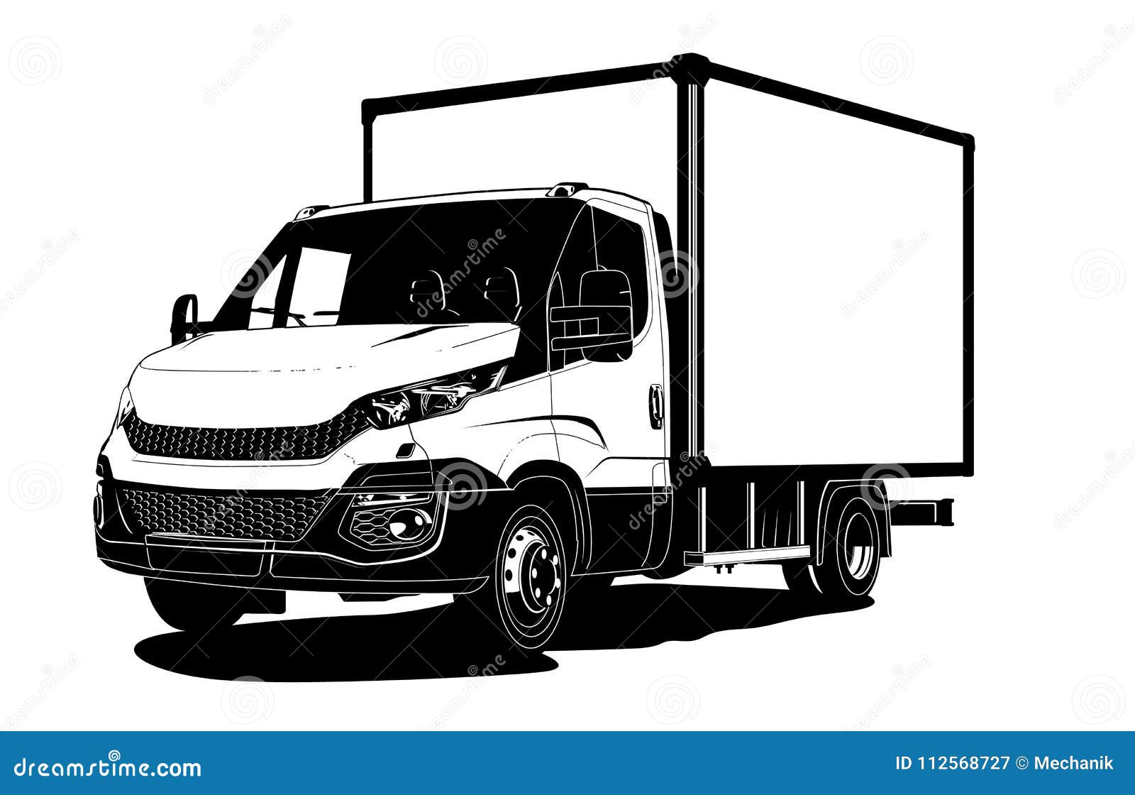 Vector Truck Outline Template Isolated on White Stock Vector ...