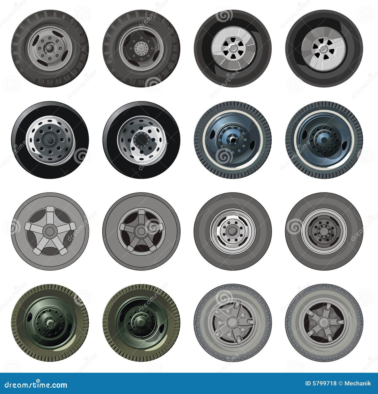 Vector truck wheels set stock vector. Illustration of painting - 5799718