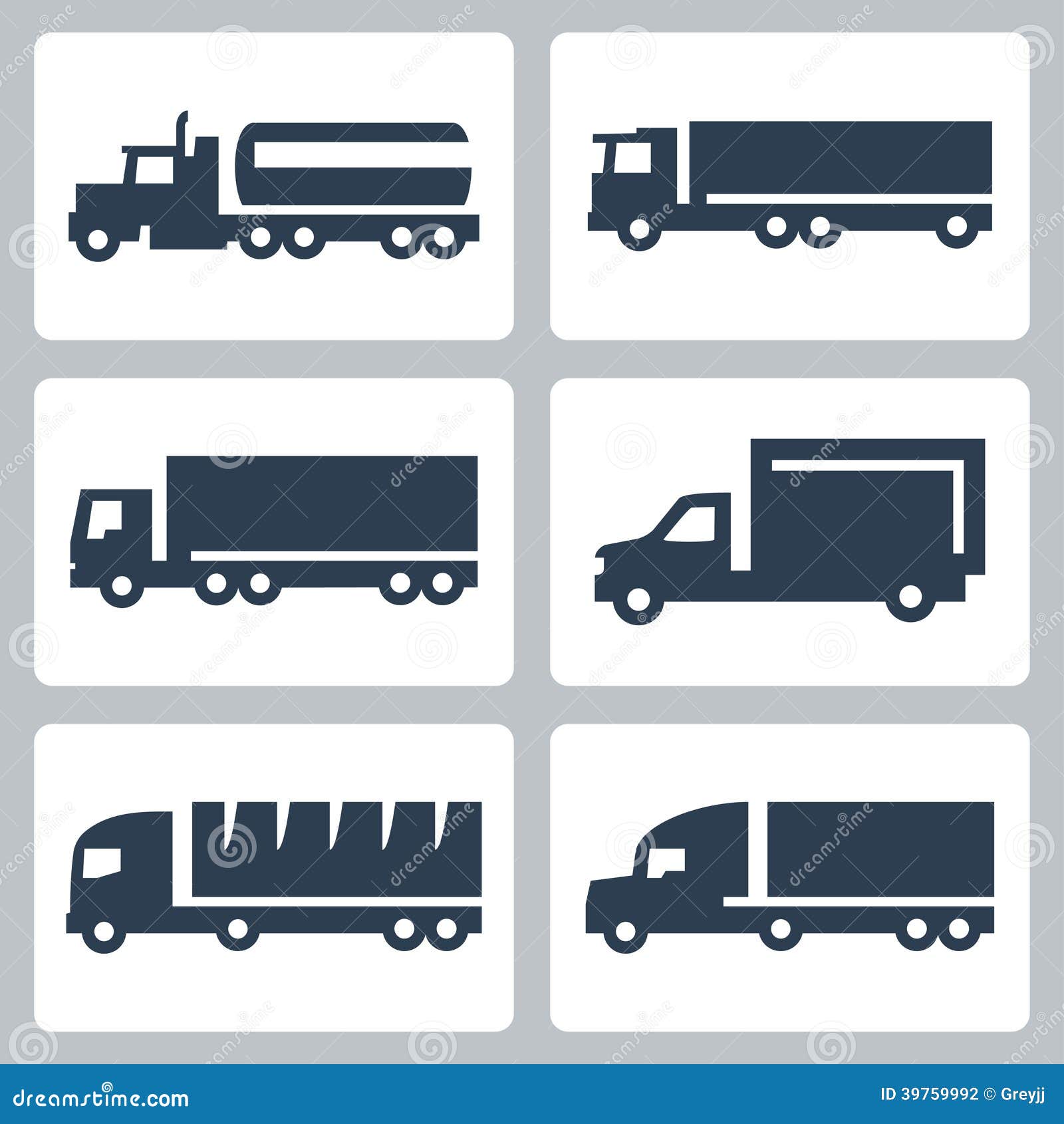Vector Trucks Icons Set, Side View Stock Vector - Illustration of view ...