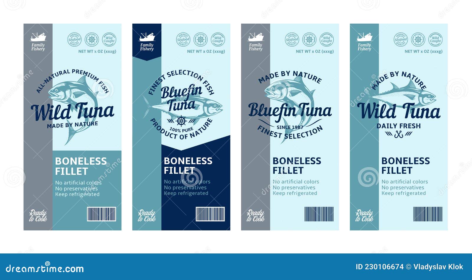 Vector Tuna Labels and Tuna Fish Illustrations Stock Vector ...