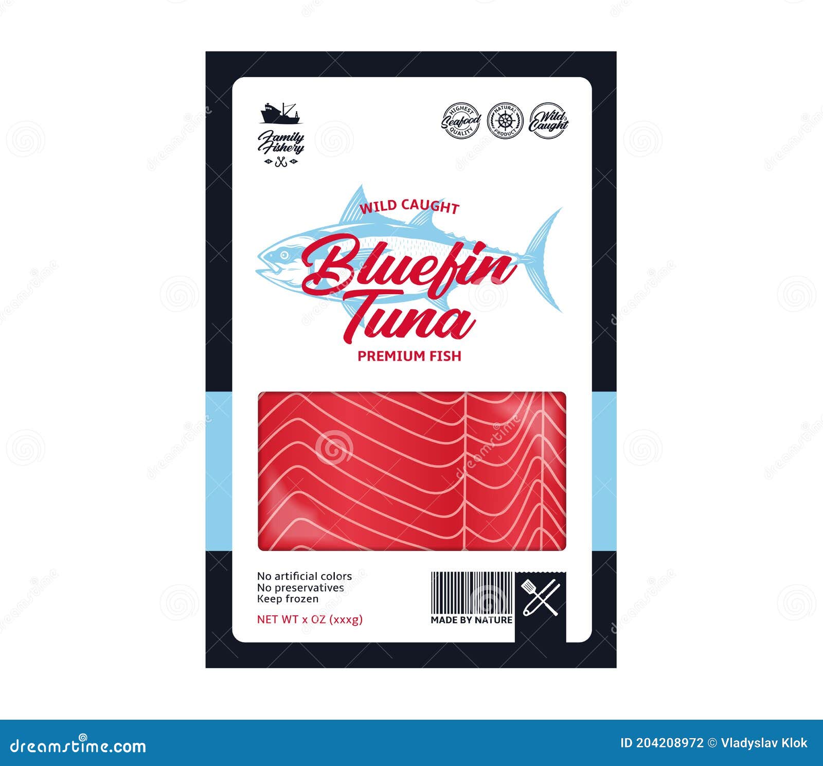 Vector Tuna Packaging Design Stock Vector - Illustration of albacore ...