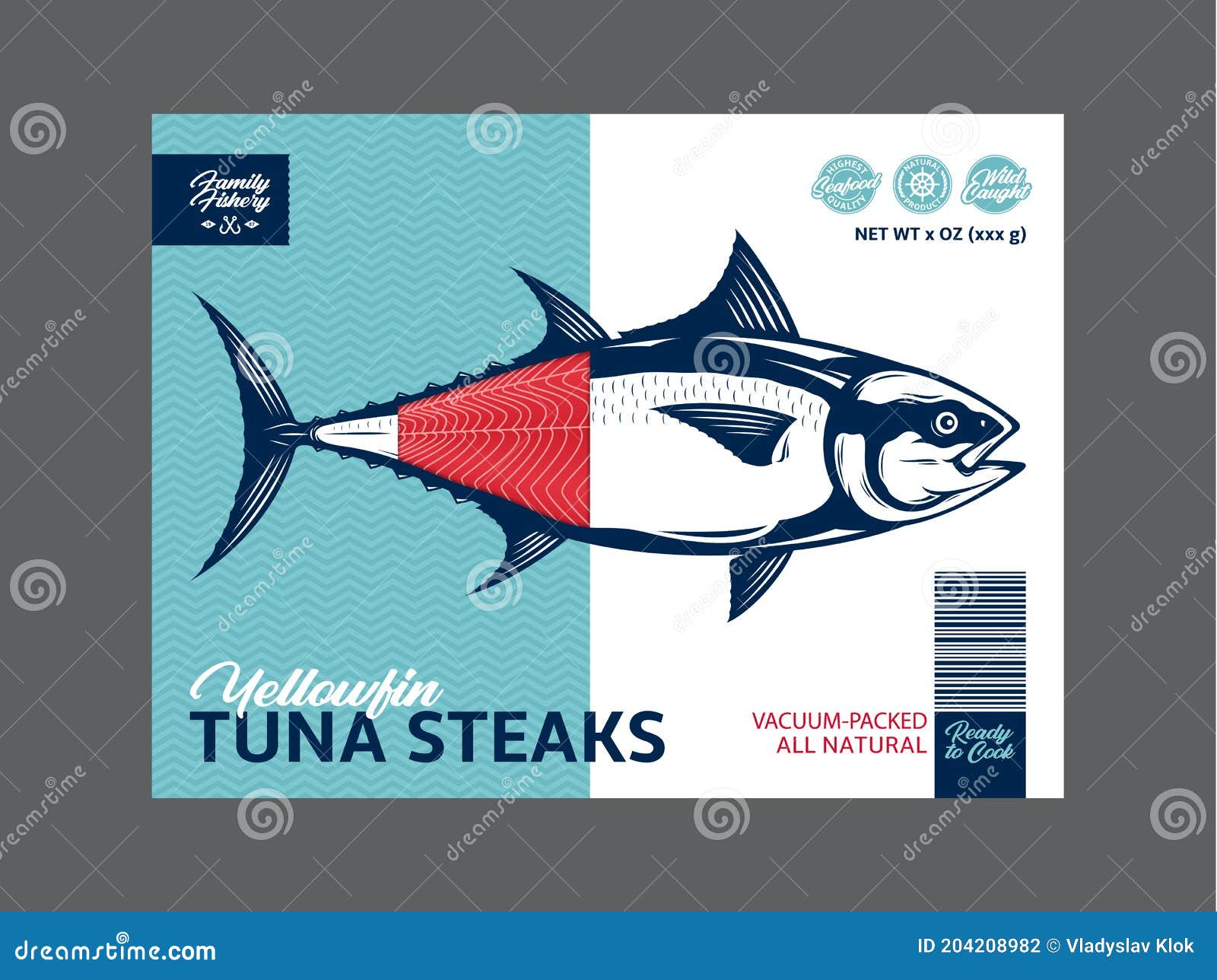 Vector Tuna Packaging or Label Design Stock Vector - Illustration of ...
