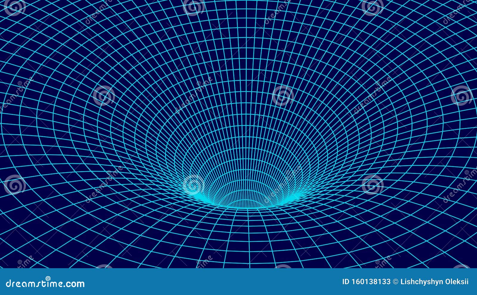 Tunnel or Wormhole. Wireframe 3D Surface Tunnel Grid Stock Image ...