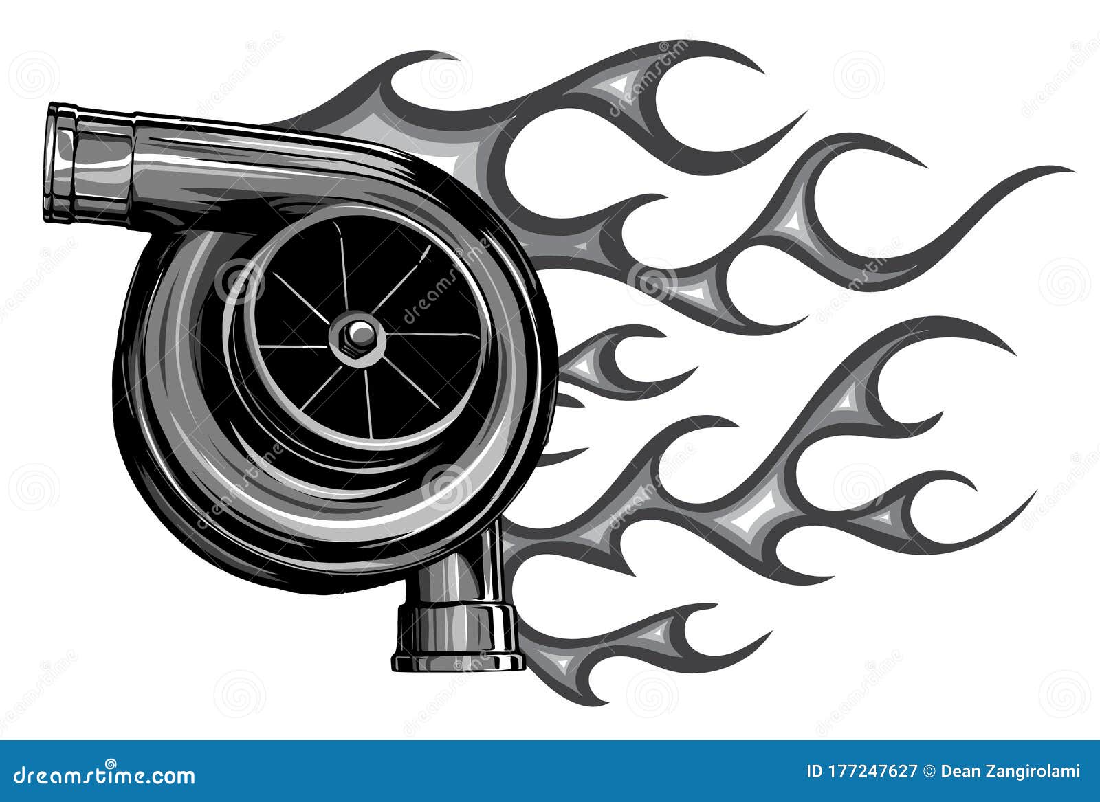 Vector Illustration Turbo Charger with Flames Design Stock Vector ...