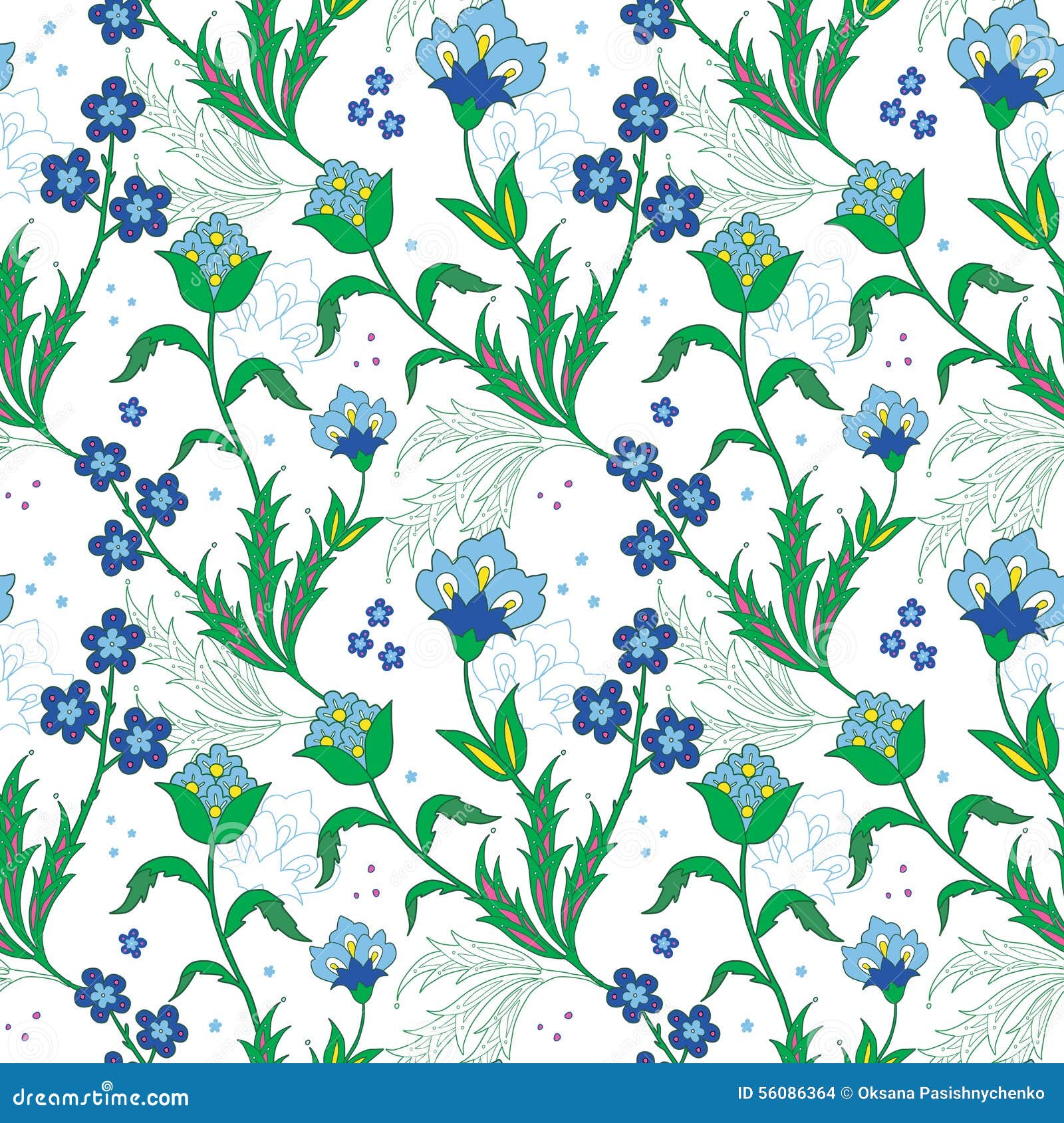 Vector Turkish Field Flowers Seamless Pattern Stock Vector ...