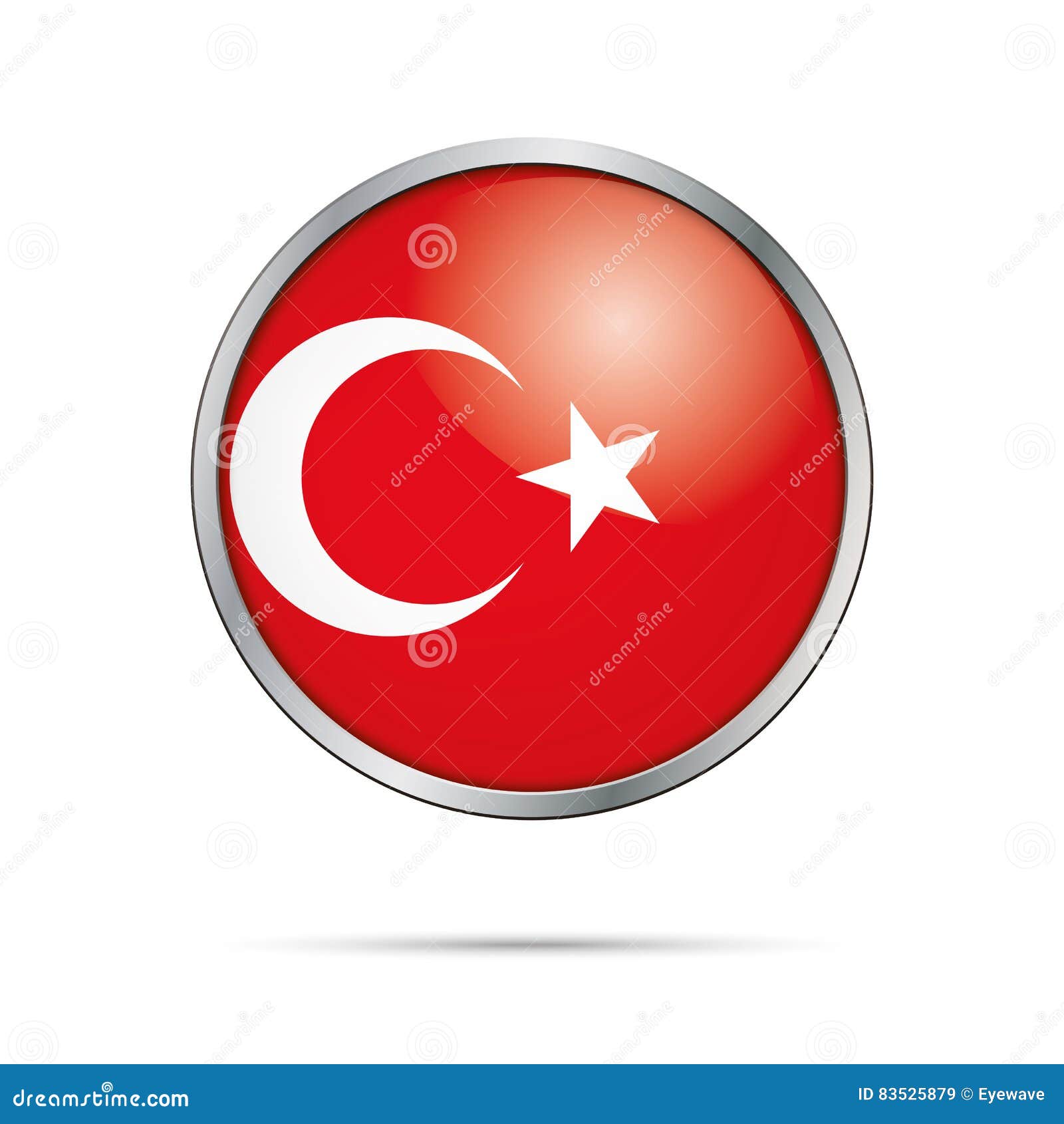 Vector Turkish Flag Button. Turkey Flag in Glass Button Style. Stock ...
