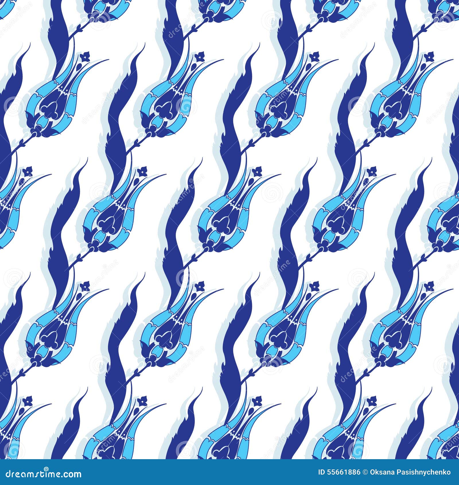 Vector Turkish Tulip Geometric Seamless Pattern Stock Vector ...