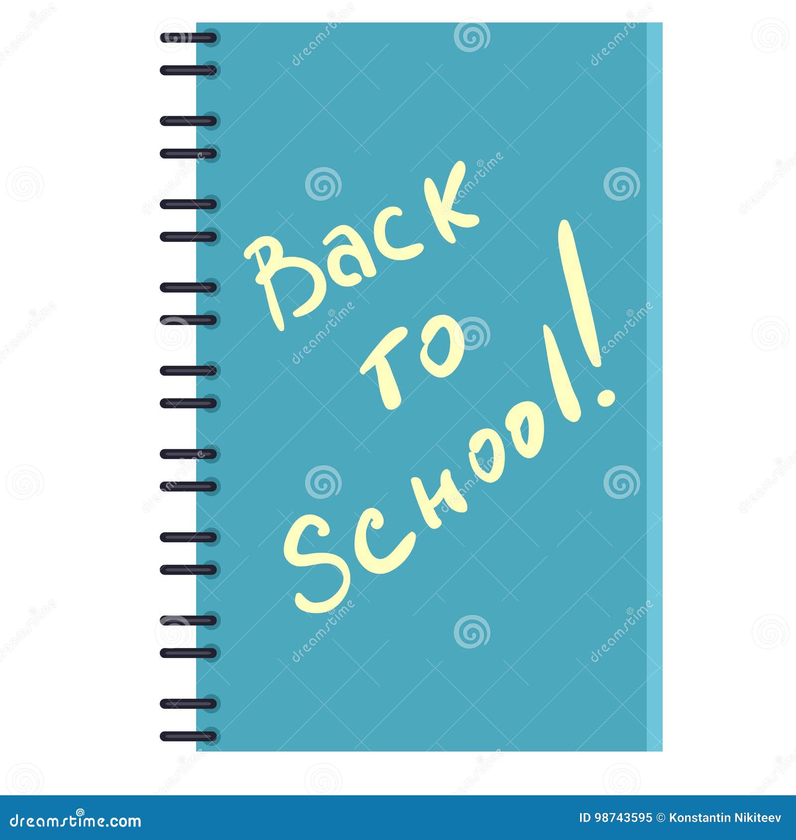 Vector Turquoise Notebook with Text: Back To School Stock Vector ...